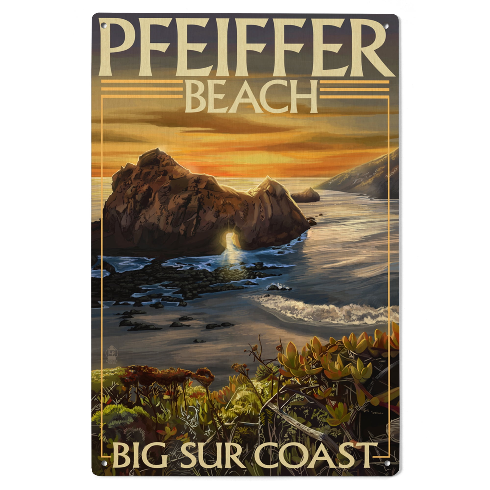 Pfeiffer Beach, California Birch Wood Wall Sign (6x9 Rustic Home Decor ...