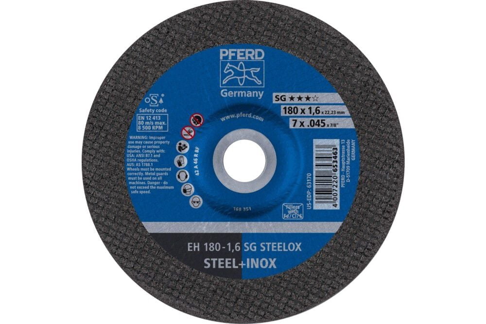 Pferd Cut-Off Wheel, 7 Inch X .045 X 7/8, Sg Steelox, T27, Aluminum ...