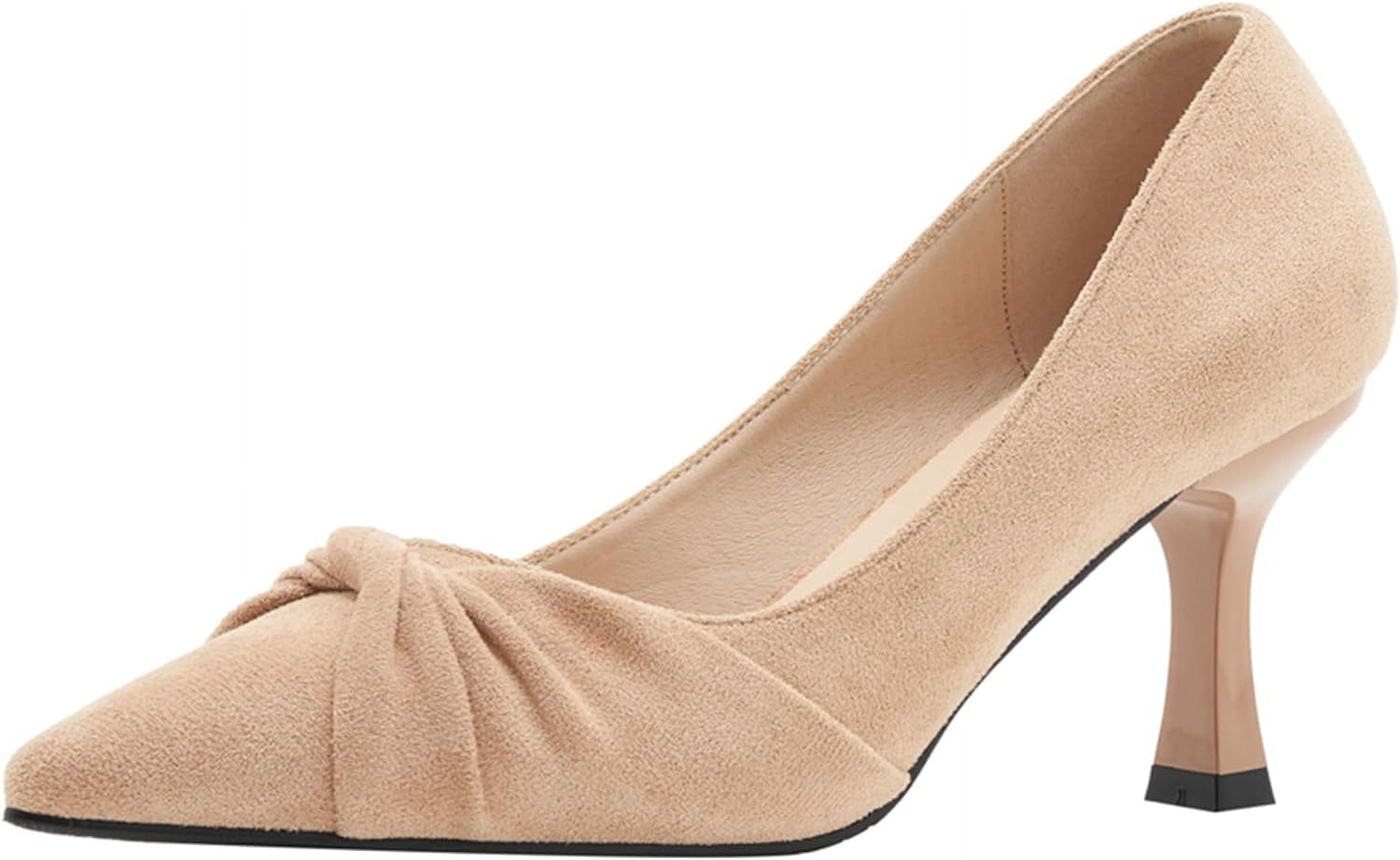 Pfhytec LU Pumps Shoes for Women Low Heels Wedding Dressy Sexy Kitten Heels Closed Pointed Toe ...