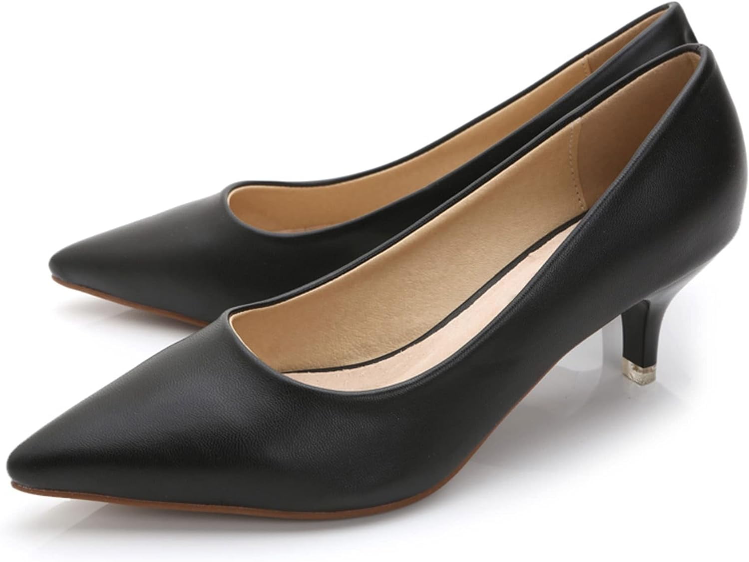 Pfhytec LU Pumps Shoes for Women Low Heels Wedding Dressy Sexy Kitten Heels Closed Pointed Toe ...