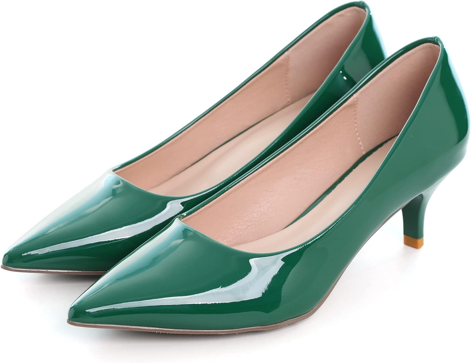 Pfhytec LU Pumps Shoes for Women Low Heels Wedding Dressy Sexy Kitten Heels Closed Pointed Toe ...