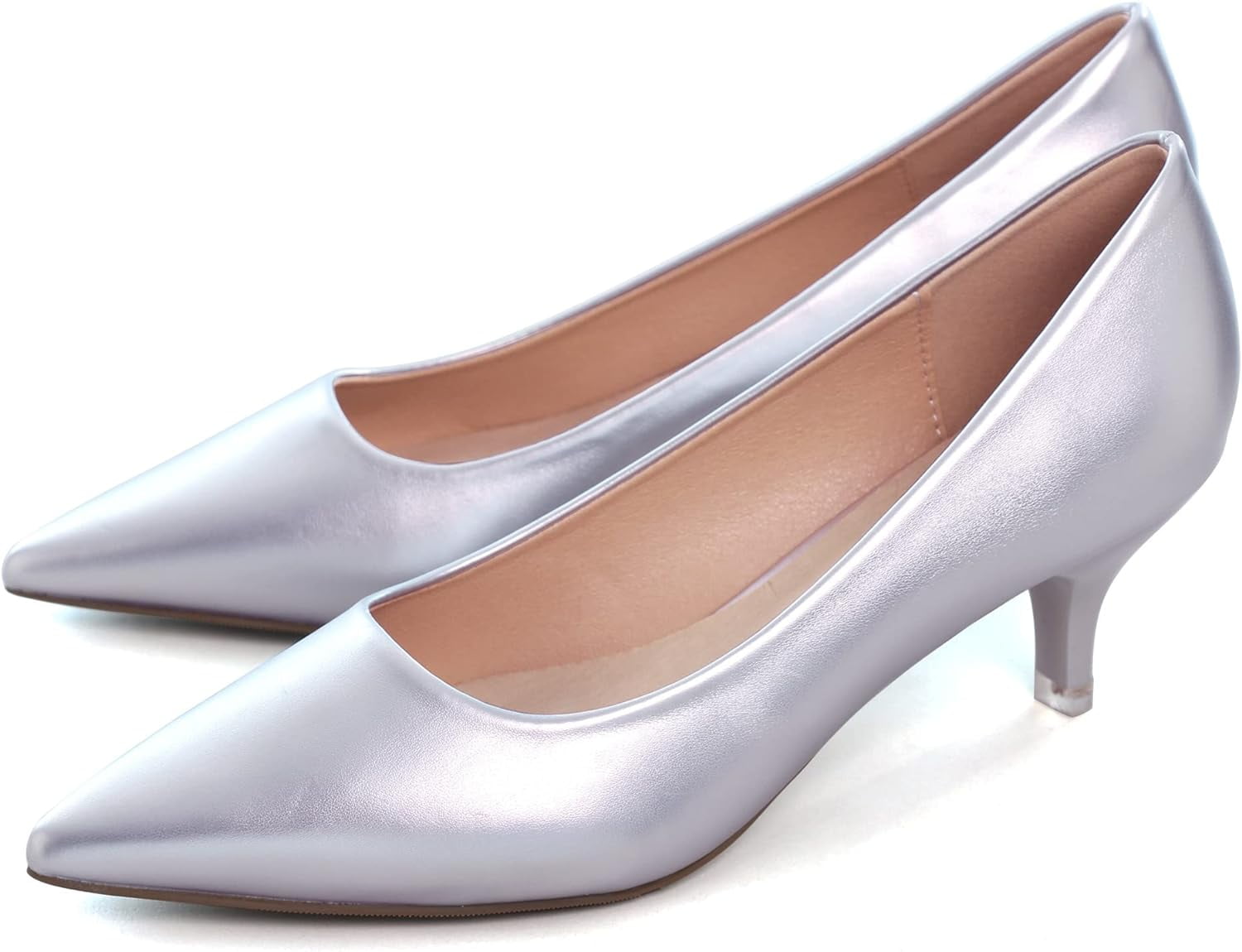 Pfhytec LU Pumps Shoes for Women Low Heels Wedding Dressy Sexy Kitten Heels Closed Pointed Toe ...