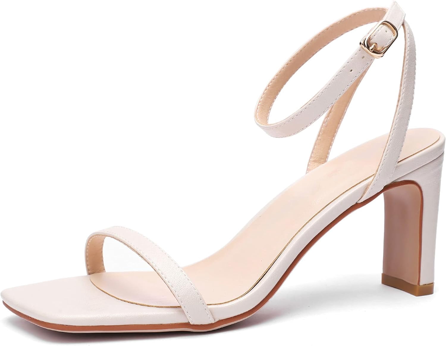 Pfhytec LU Two Strap Sandals Women High heeled Sandals Square Toe High ...