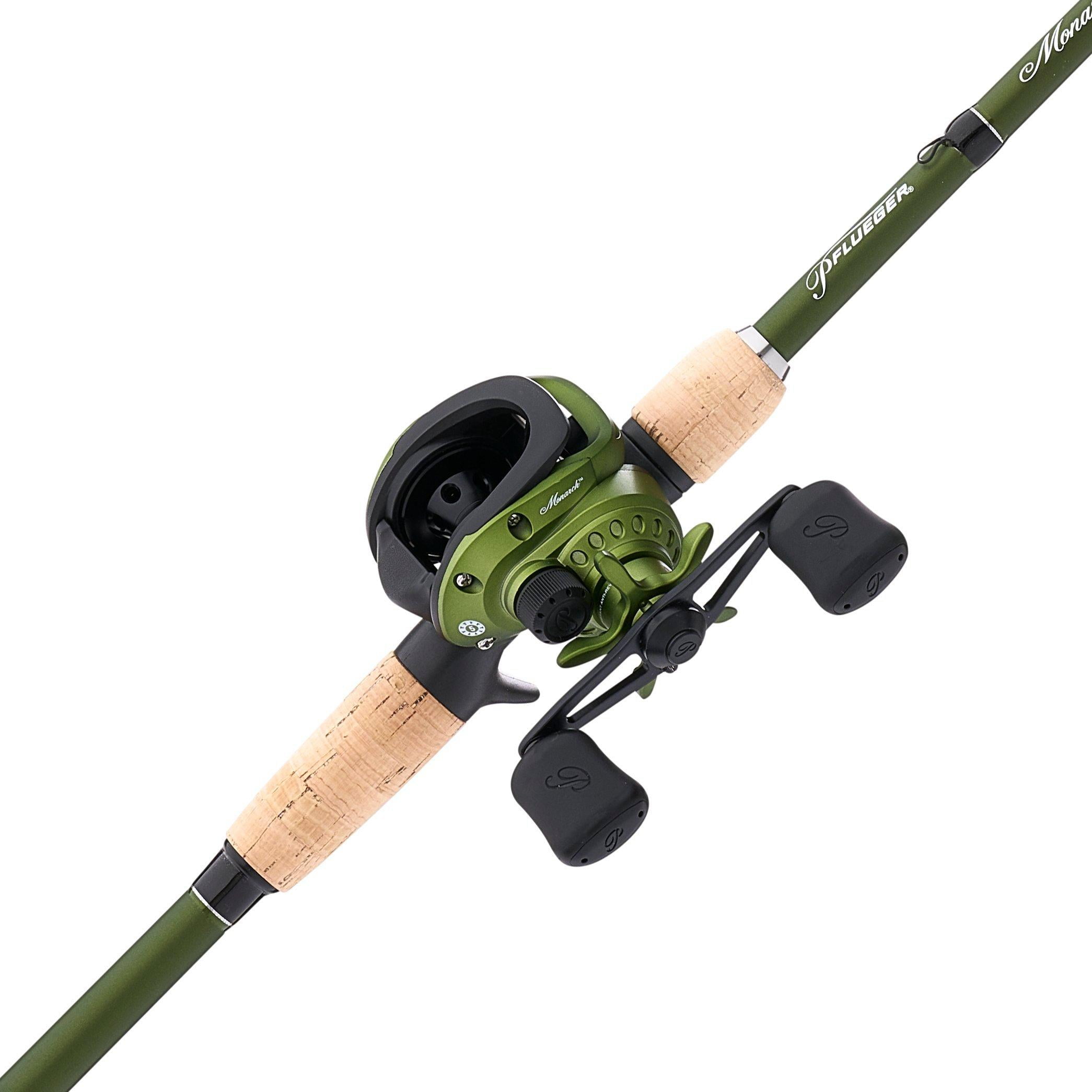 Pflueger Monarch Baitcast Fishing Combo, 7' Medium Heavy Rod, Right ...