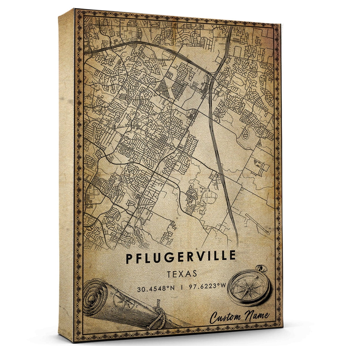 Pflugerville Map Poster, Texas Map Art Poster, Canvas, Pflugerville Map ...