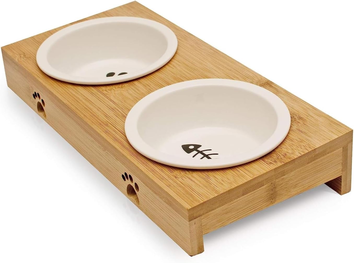 Pfotenolymp® 2xCat Food Bowl for Feeding Station Made of Bamboo ...