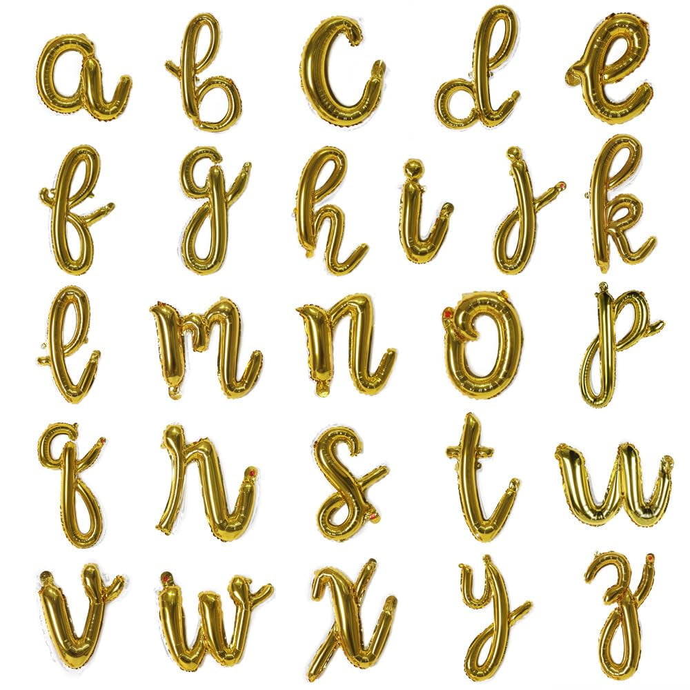 Pfylinqo 18 Inch Gold MMF7 Cursive Script Letter Balloons - A-Z ...