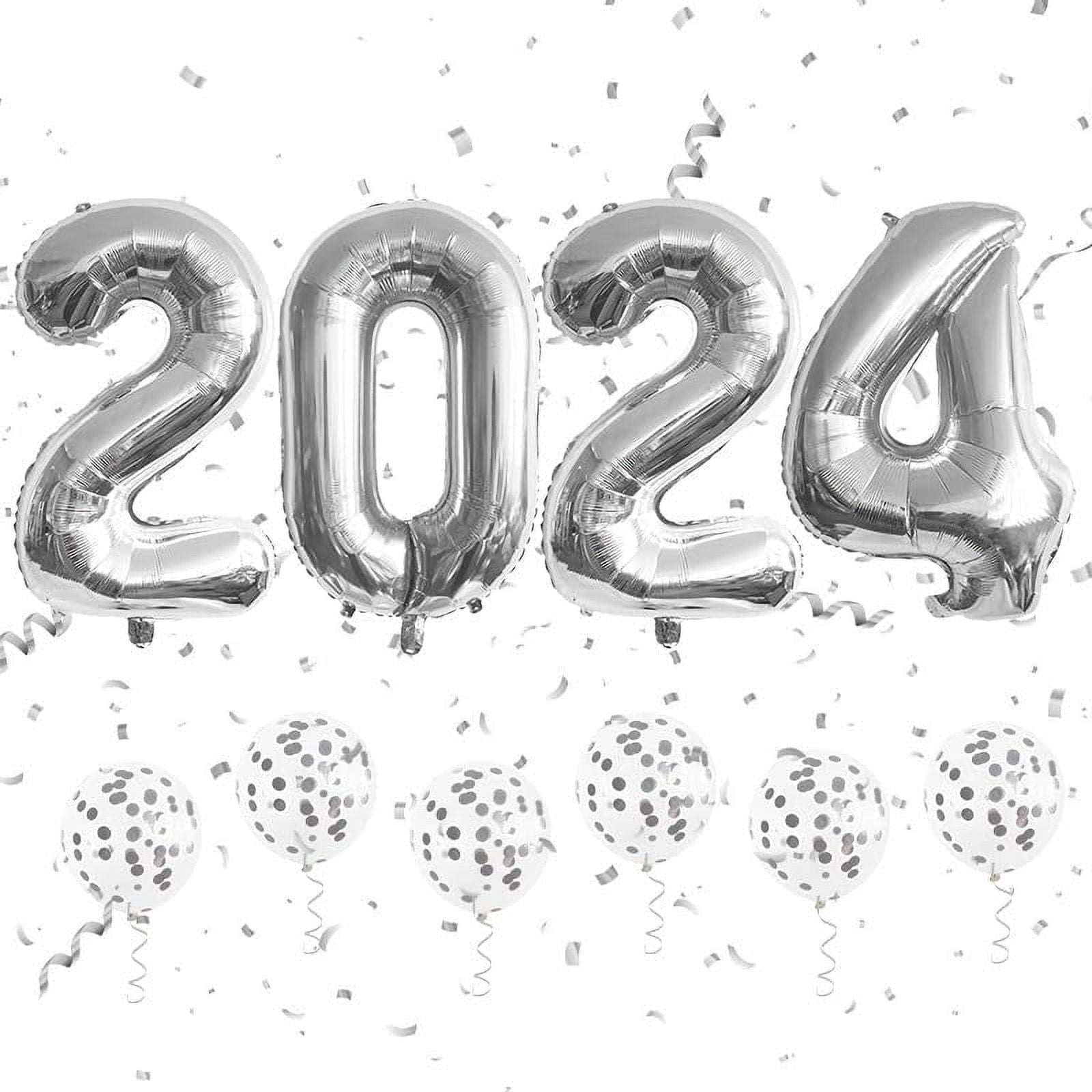 Pfylinqo 2024 40 Inch Silver Foil Number Balloons Party Decoration ...