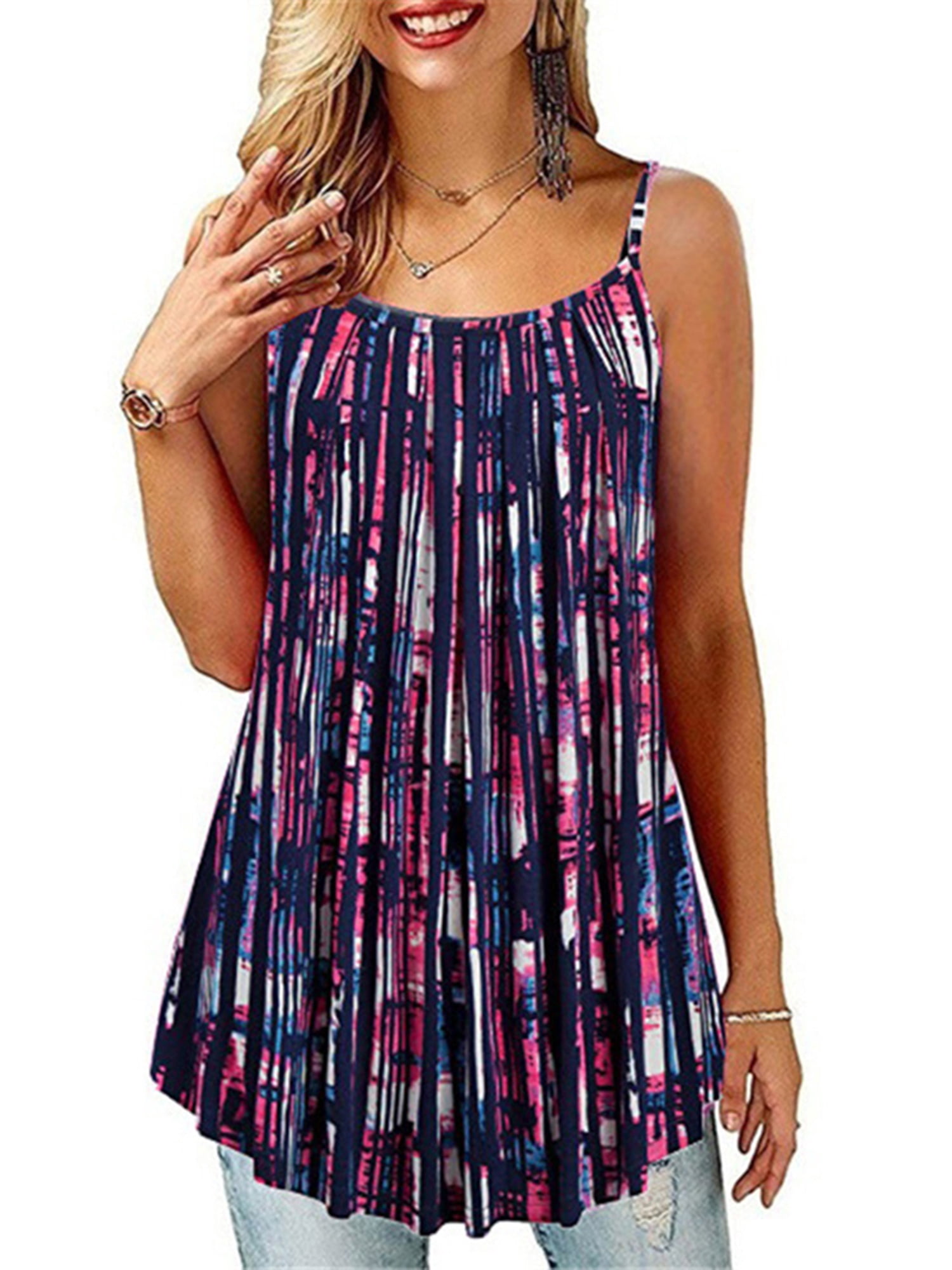 Pfysire Womens Casual Tank Tops Sleeveless Vest Round Neck Loose ...