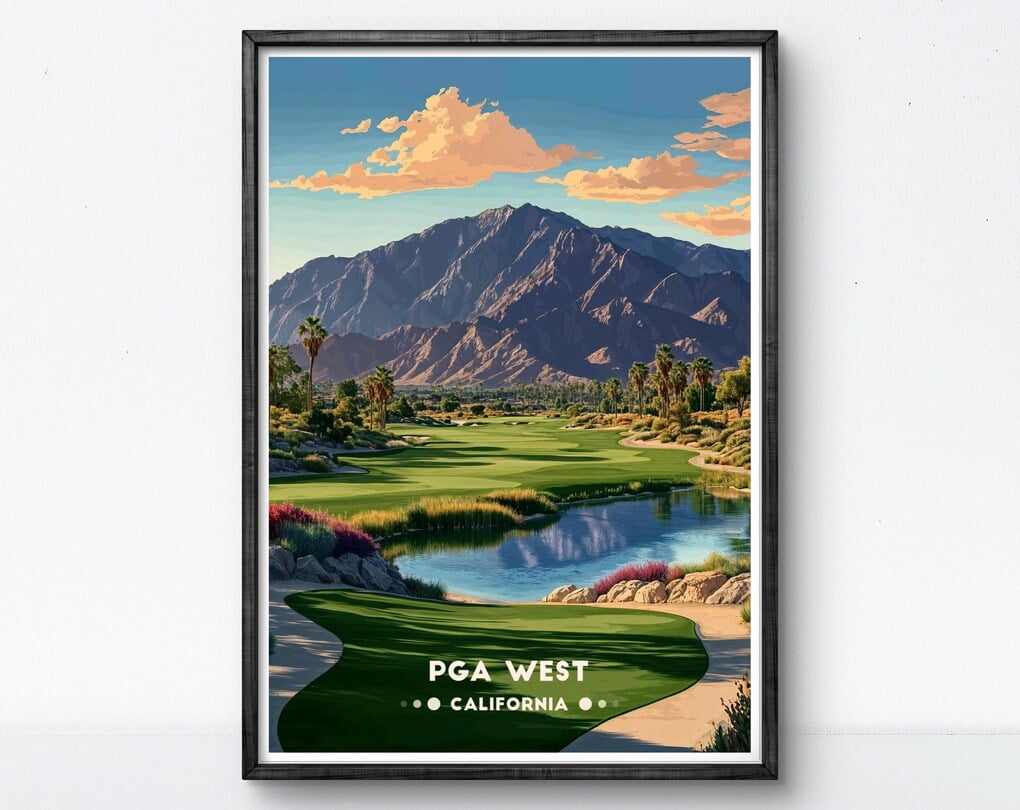 Pga West Golf Poster, California Desert Golf Art Print, Mountain Course ...