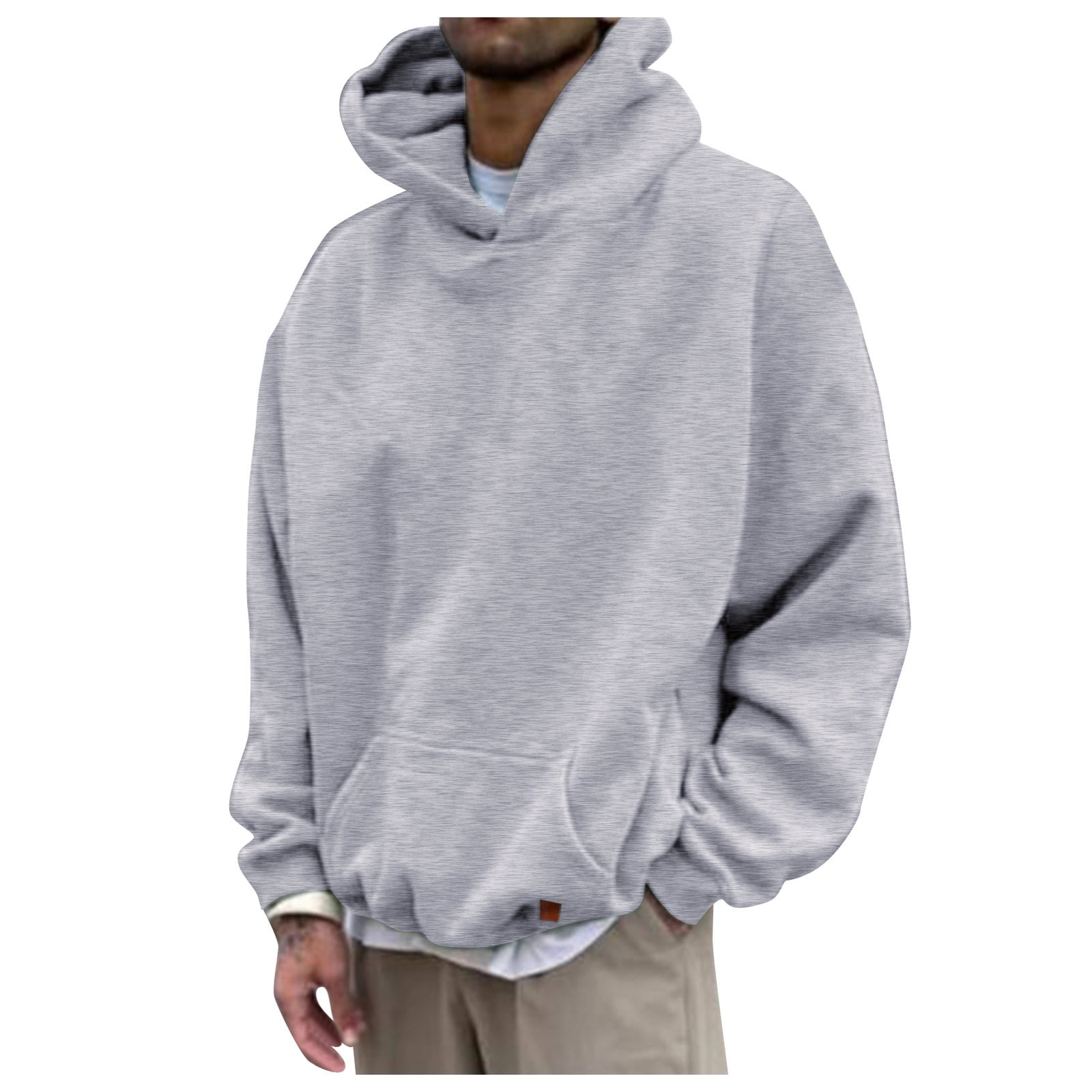 Pgeraug Hoodies for Men Loose Solid Hooded Sweater Top Mens Sweater ...