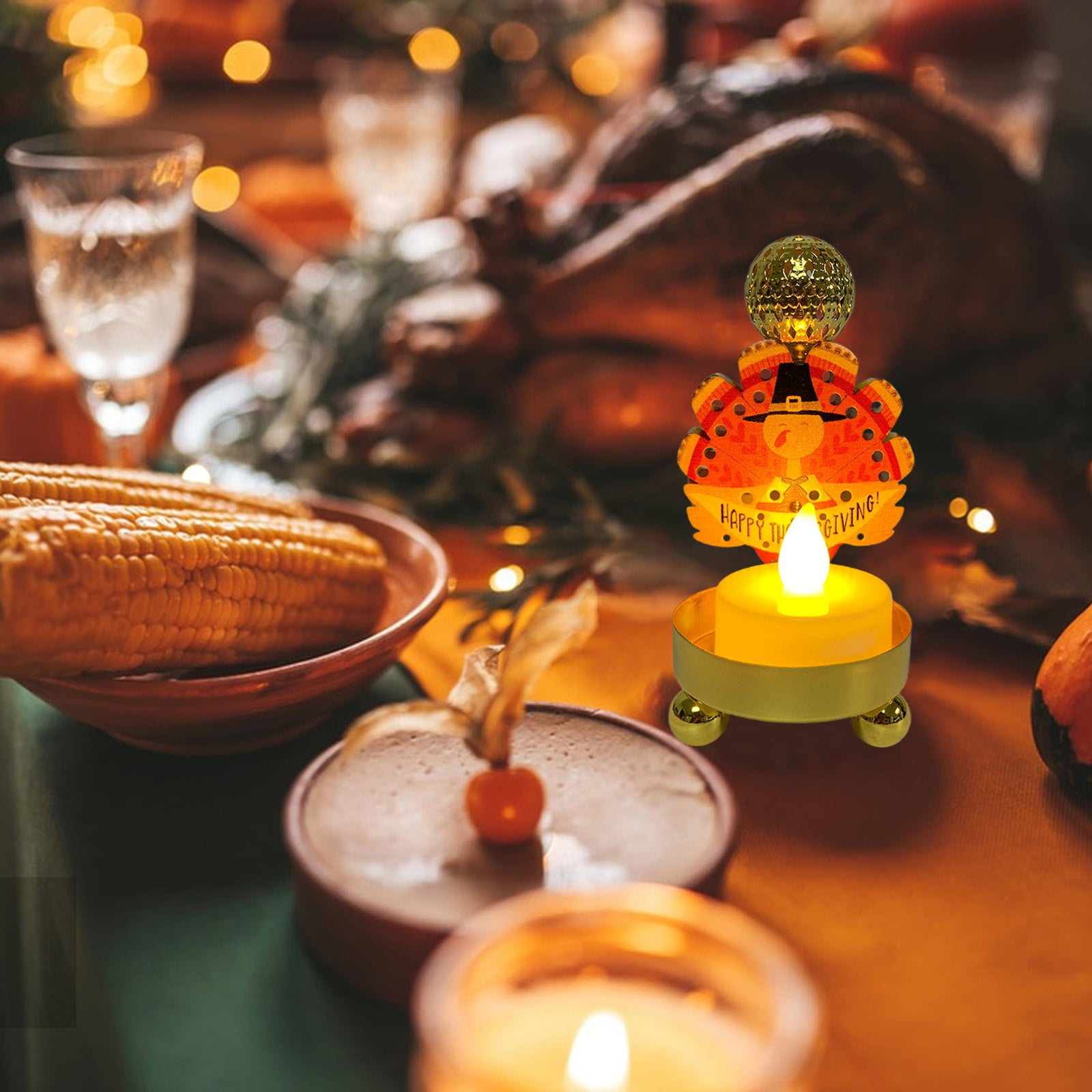 PGYONG 1 PCS Turkey Tea Lights Candles Battery Operated Thanksgiving ...