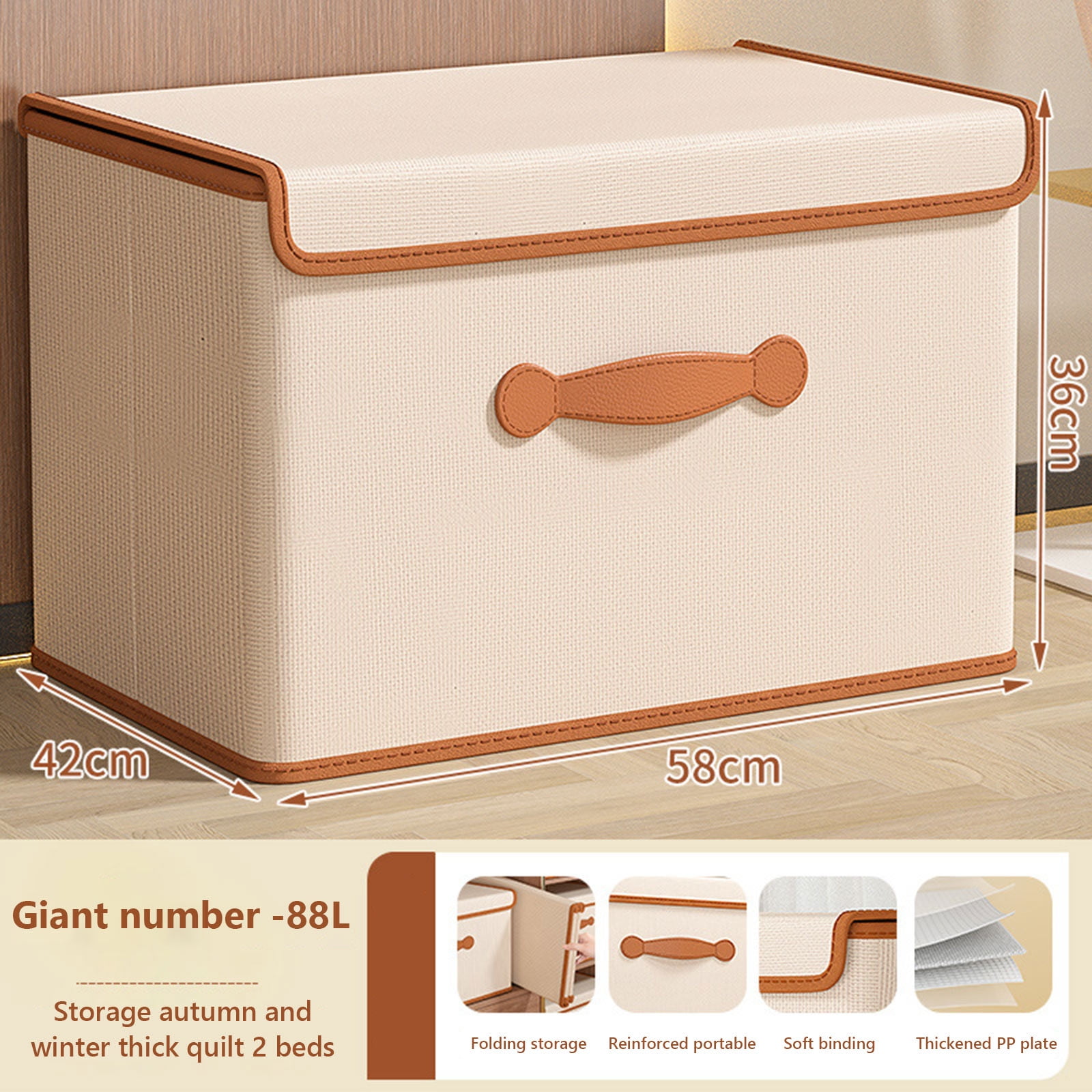 Pgyong 1-Pack Large Fabric Storage Bins with Lids, Foldable Storage ...