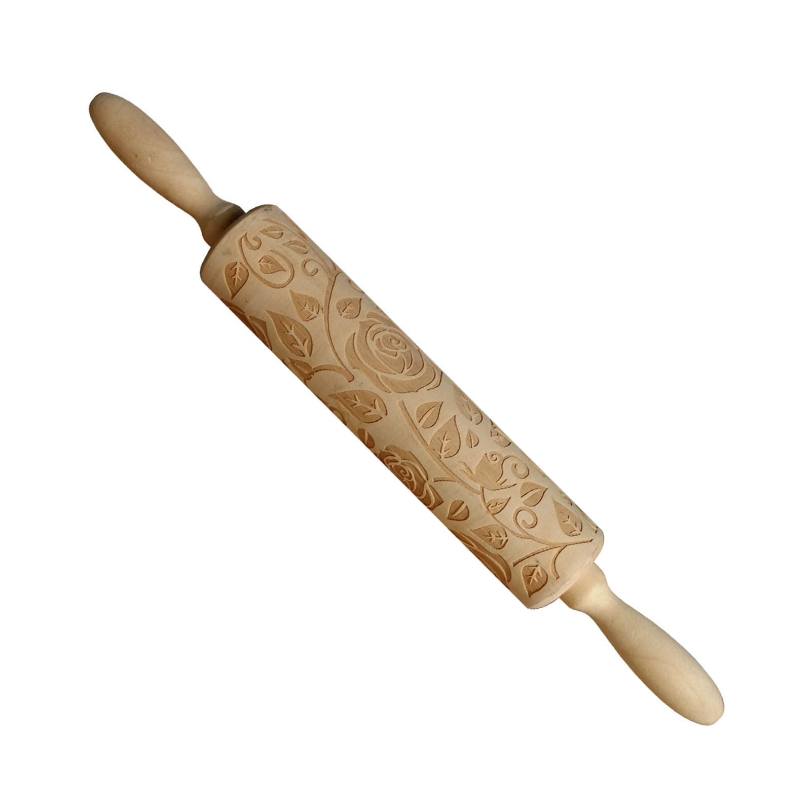 PGYONG 13.8 inch Valentine's Day Rose Wooden Rolling Pin for Baking ...