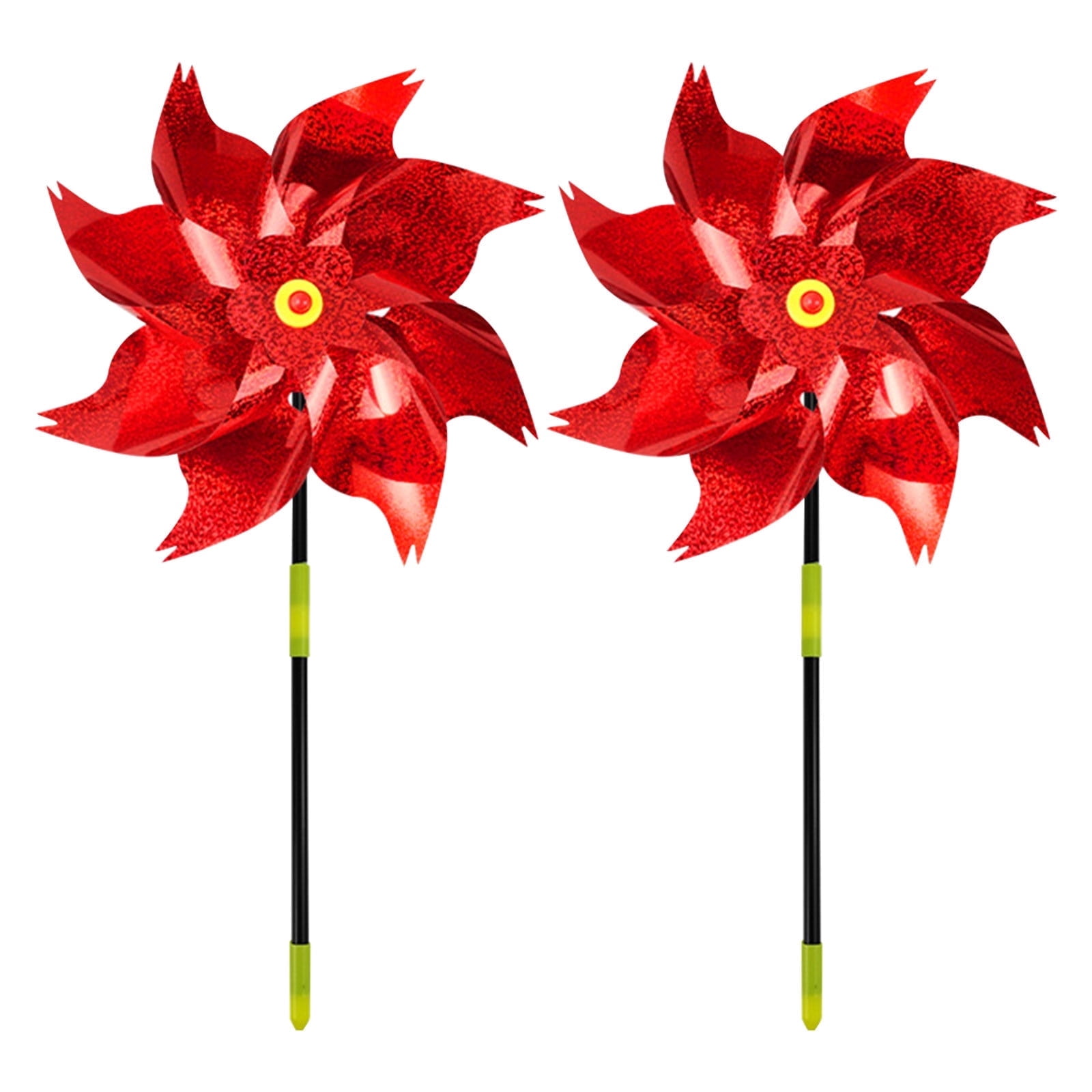 VANLOFE 2pcs Reflective Pinwheels with Stakes,18.5inch Pre-Installed ...