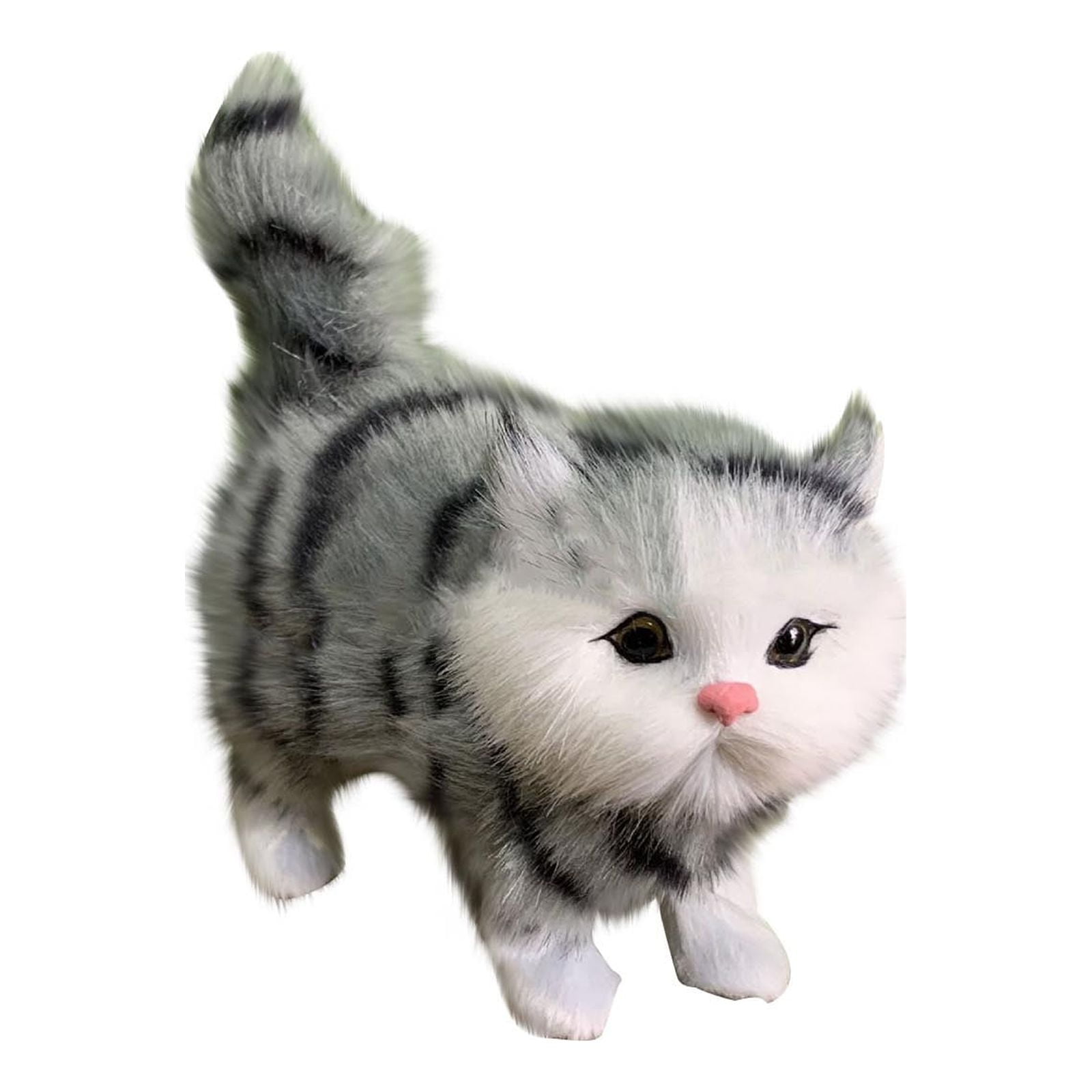 Pgyong 4.72 Inches Simulation Cat Plush Toy - Real Life White Cat ...