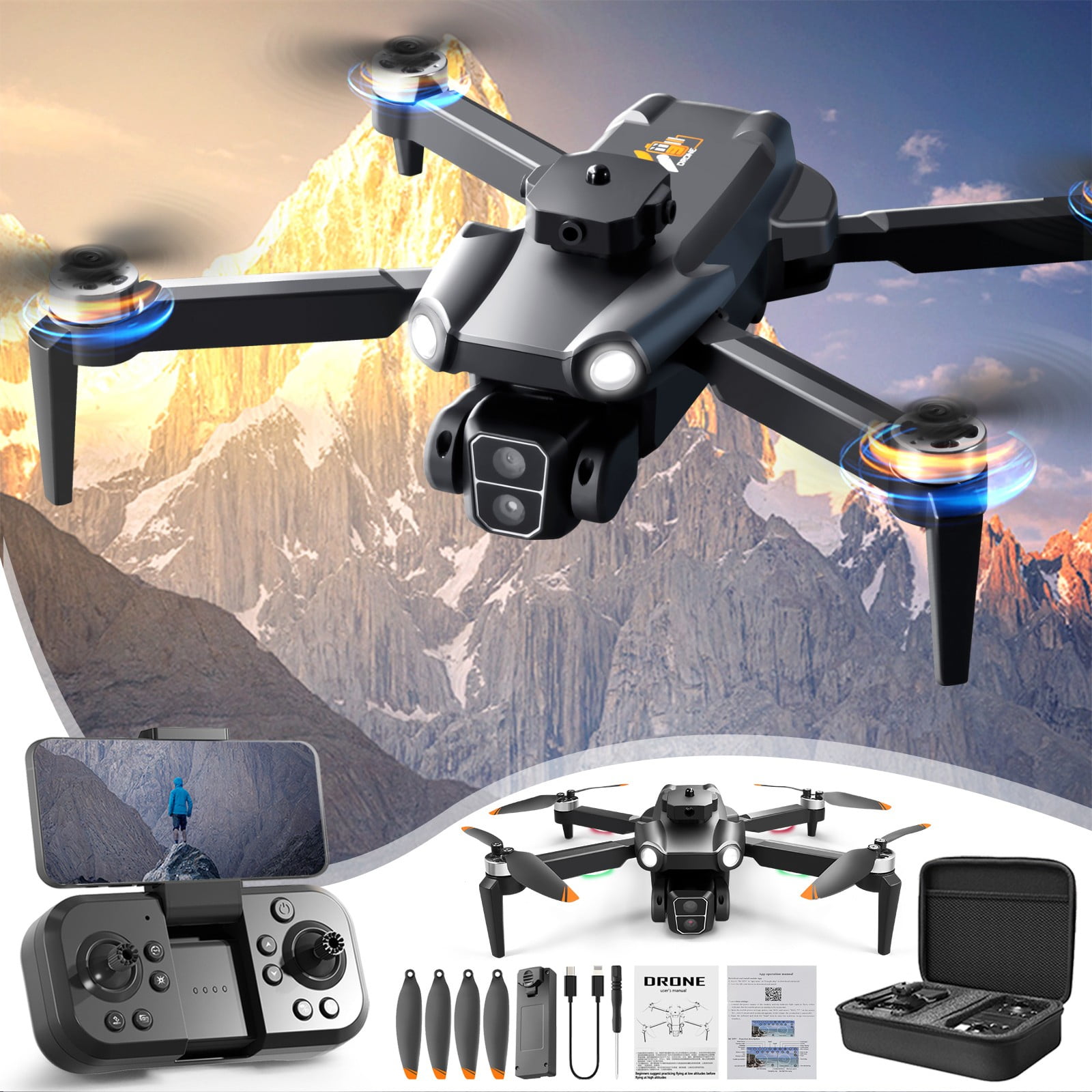 Pgyong Brushless Motor Drones with 1080P Dual-Cameras Wind Resistance ...