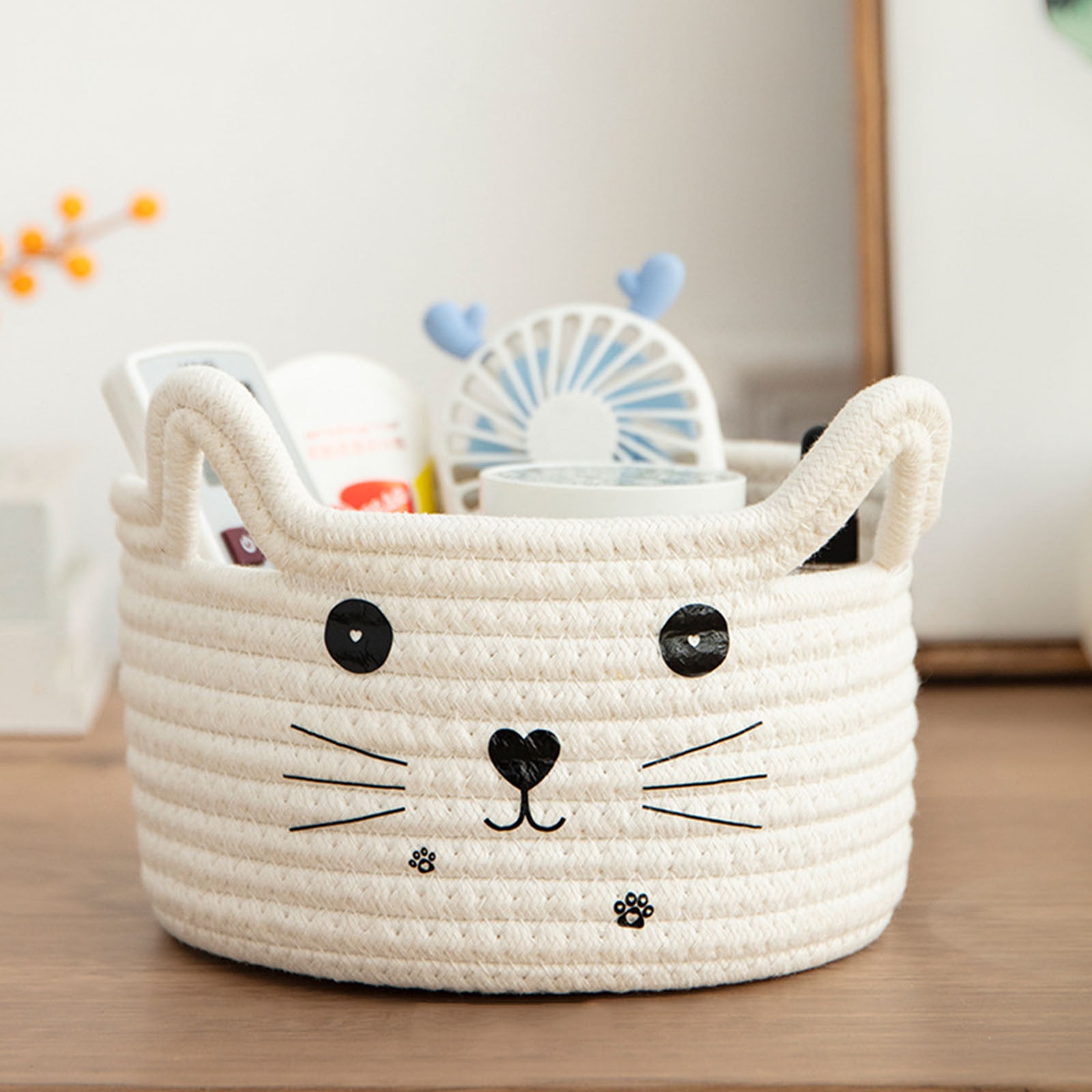 VANLOFE Cat Basket Storage Woven Basket Organizer with Ears Decorative ...