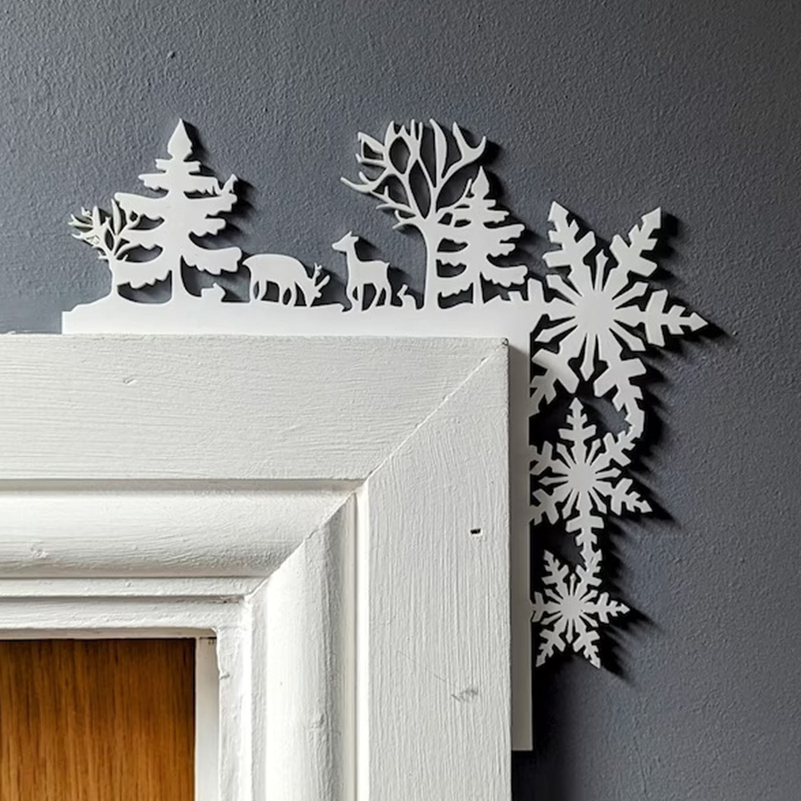 Pgyong Christmas Door Frame Decoration White Deer Christmas Door Corner ...