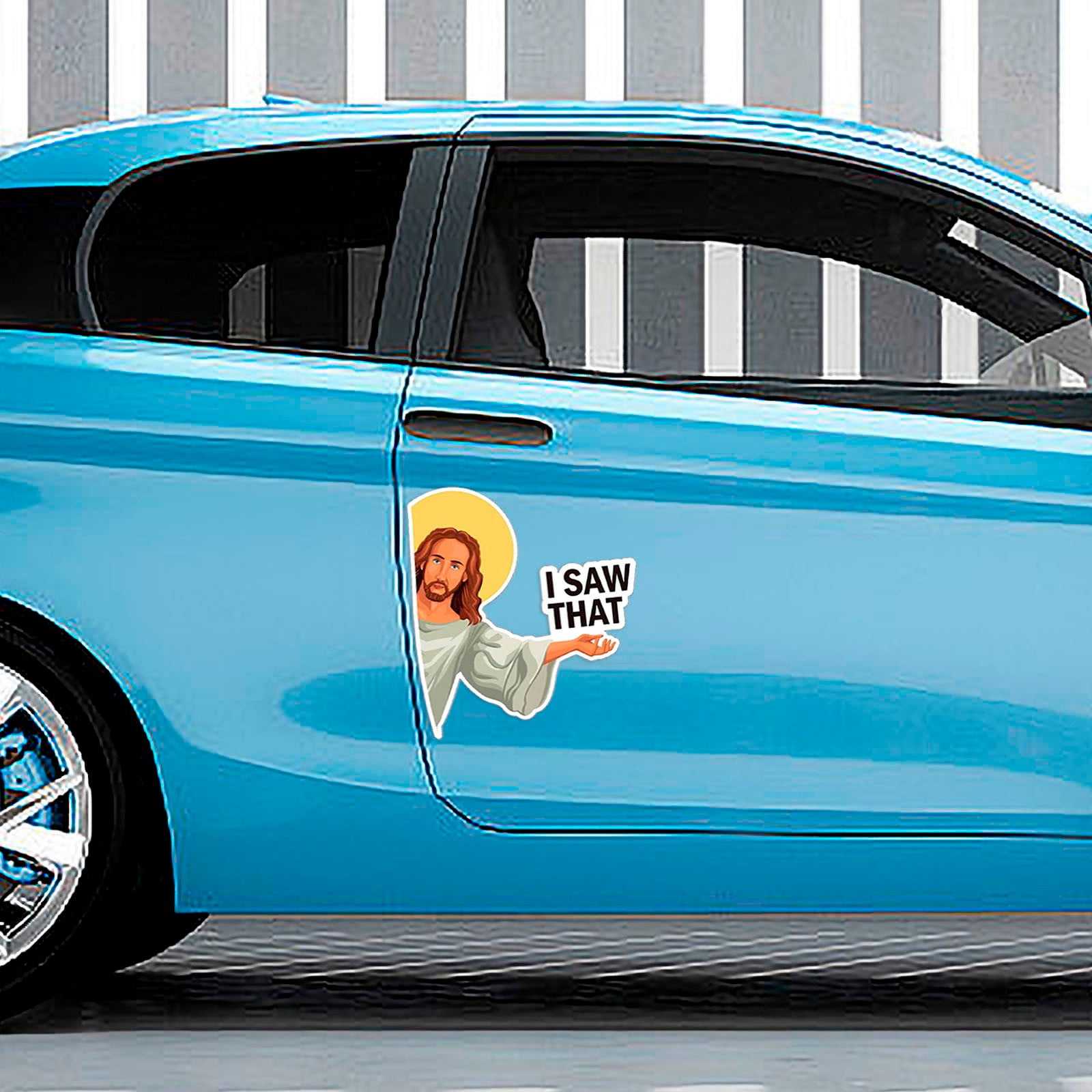 Pgyong I Saw That, Jesus Funny Car Sticker, 11.8 inches - Funny Car ...