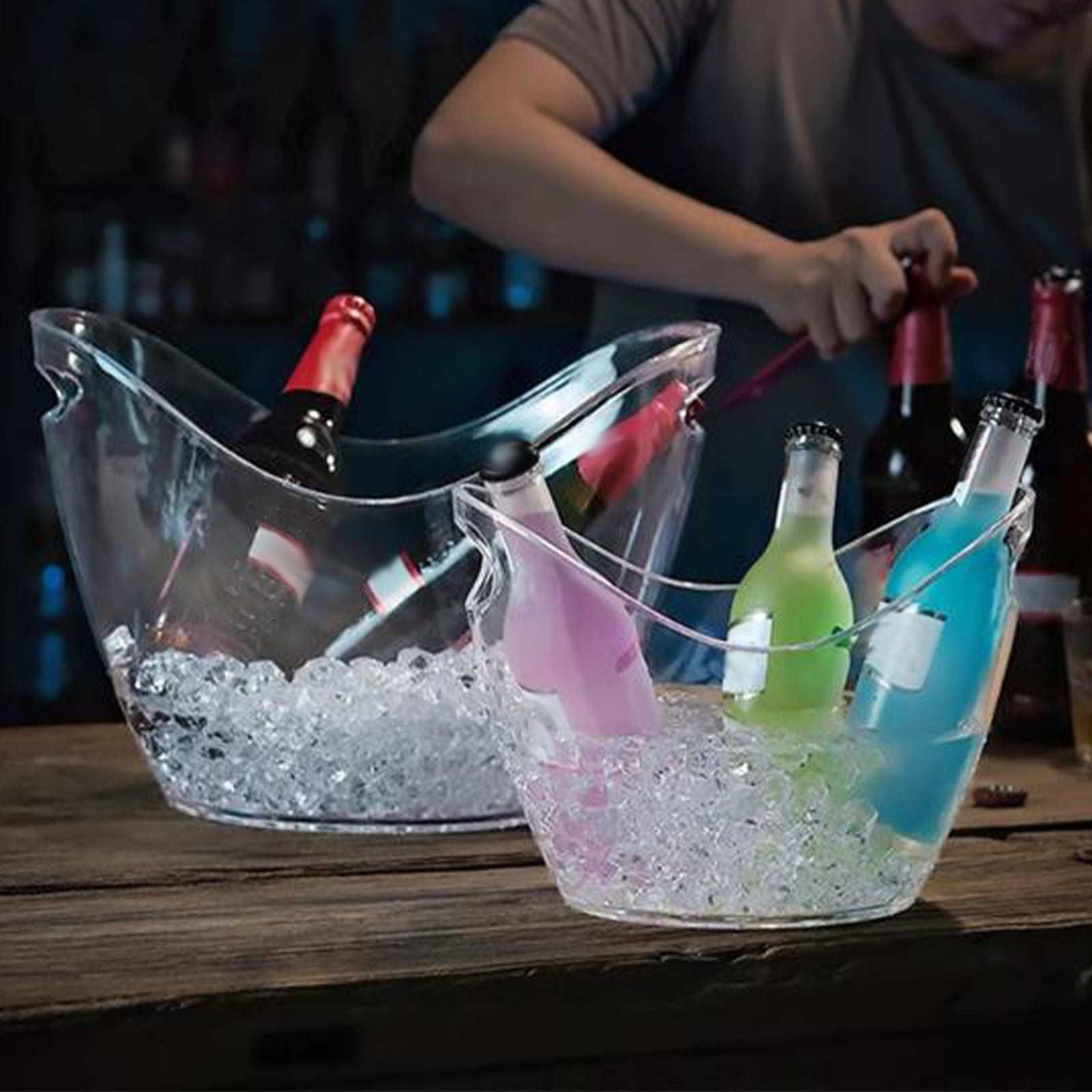 Pgyong Plastic 4 Liter Champagne Bucket Oval Single Wine Beer Ice ...