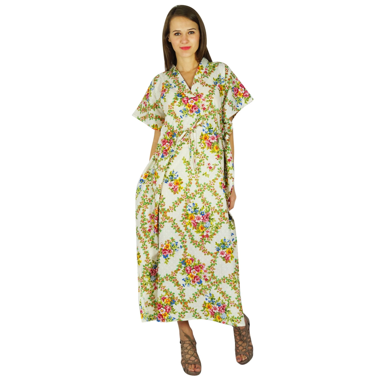 Phagun Caftan Dress Printed Maxi Nightwear Cotton Bohemian Women Kaftan ...