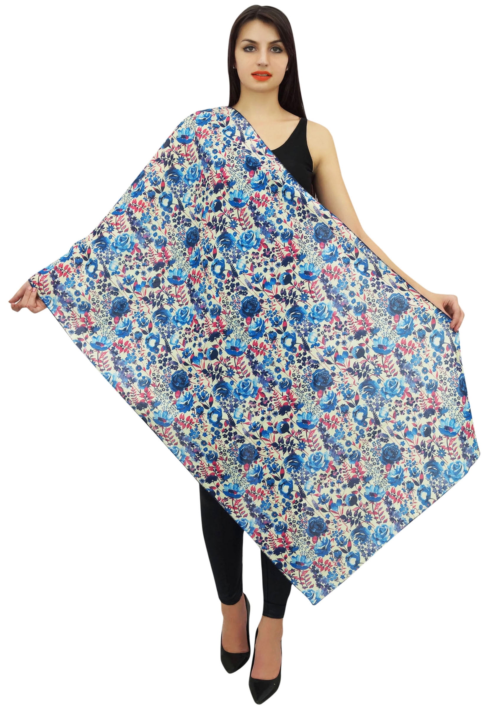 Phagun Floral Print Cotton Voile Stole Dupatta Women Neck Wrap Long ...