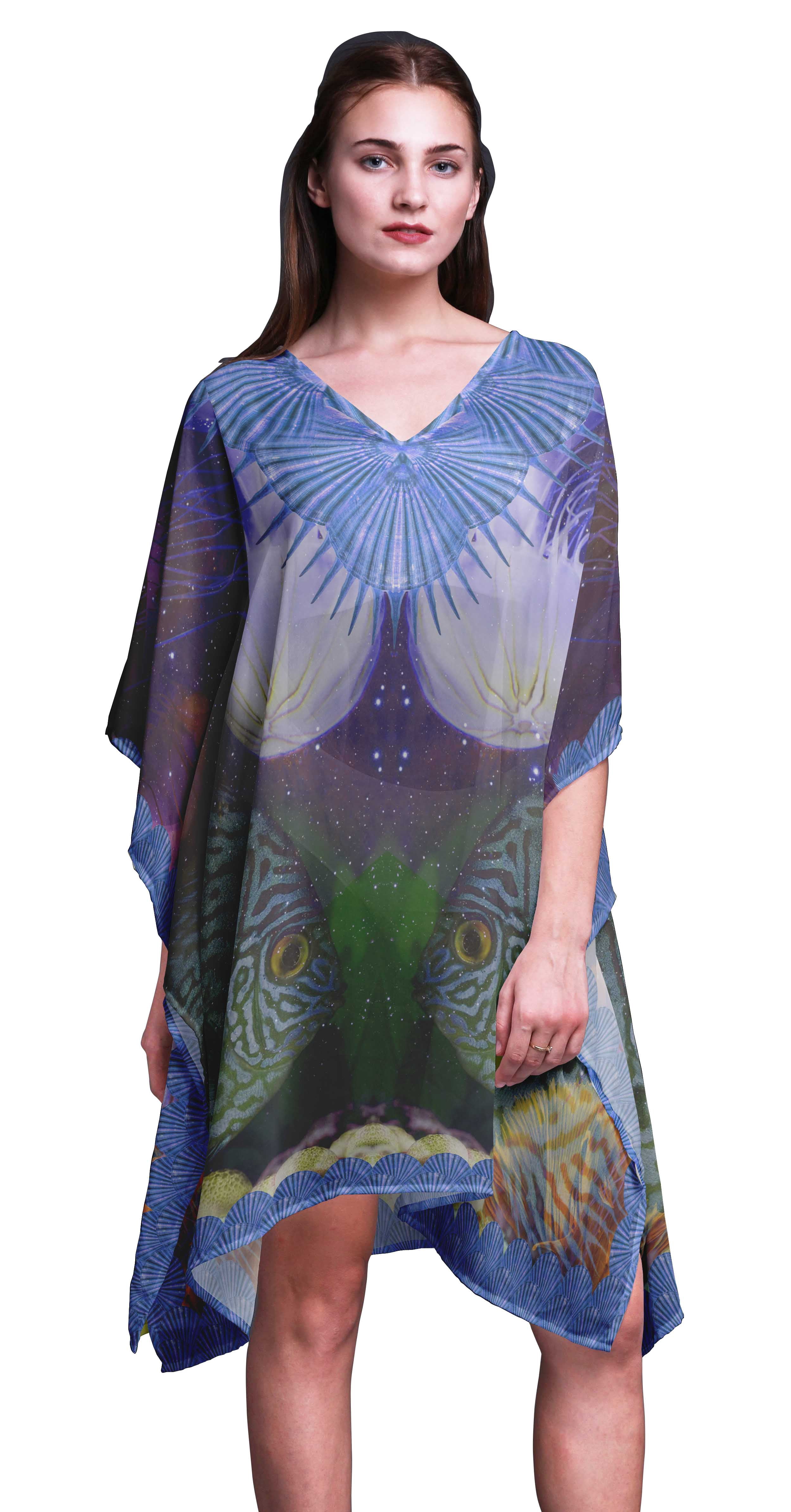 Phagun Short Caftan Midi Dress Beach Swimwear Cover up Womens Kaftan-4X ...