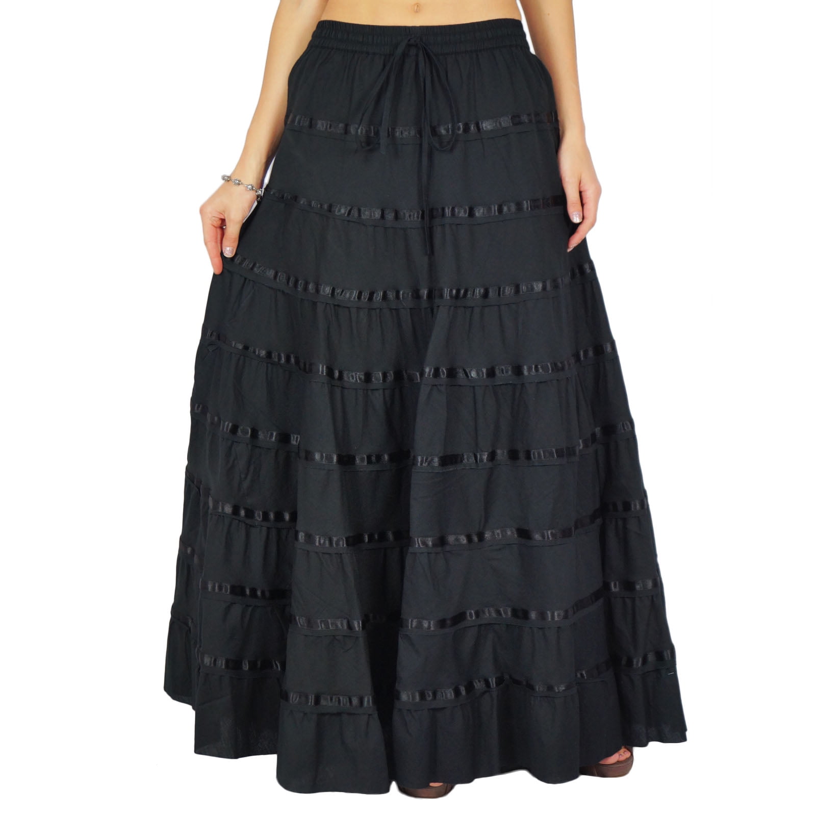 Phagun Women Cotton Long Skirt 9 Panel Full Circle Skirt Maxi Summer ...
