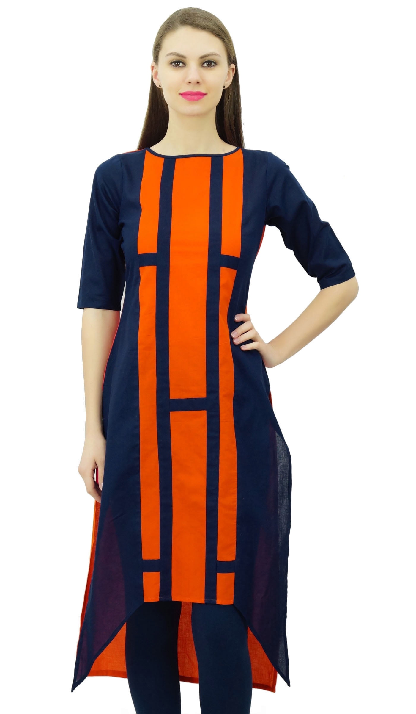 Phagun Womens Indian Cotton Designer Tunic Top Asymmetrical Hem Kurti ...