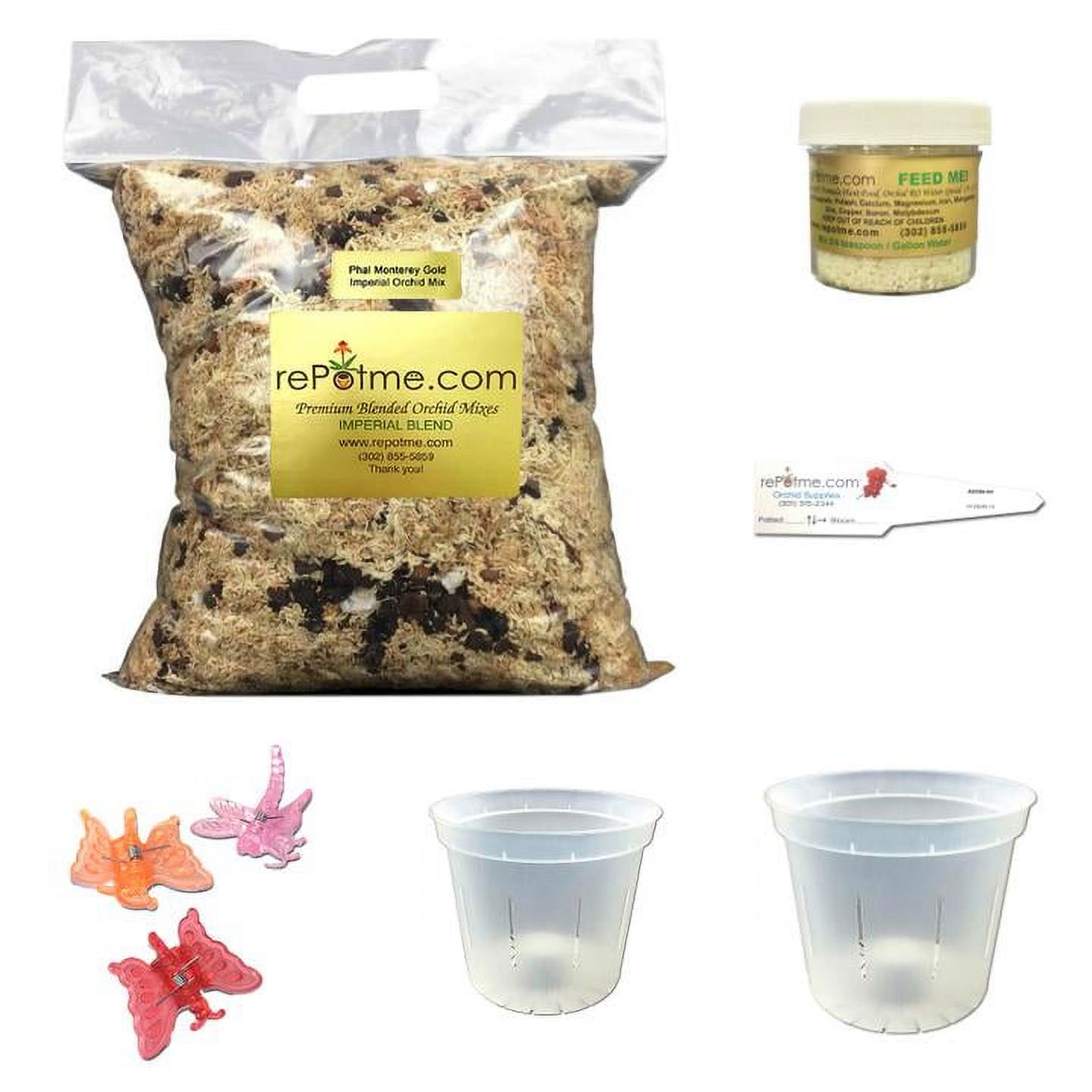 Repotme Orchid Growing Starter Kit with Phalaenopsis Orchid Mix Pots ...