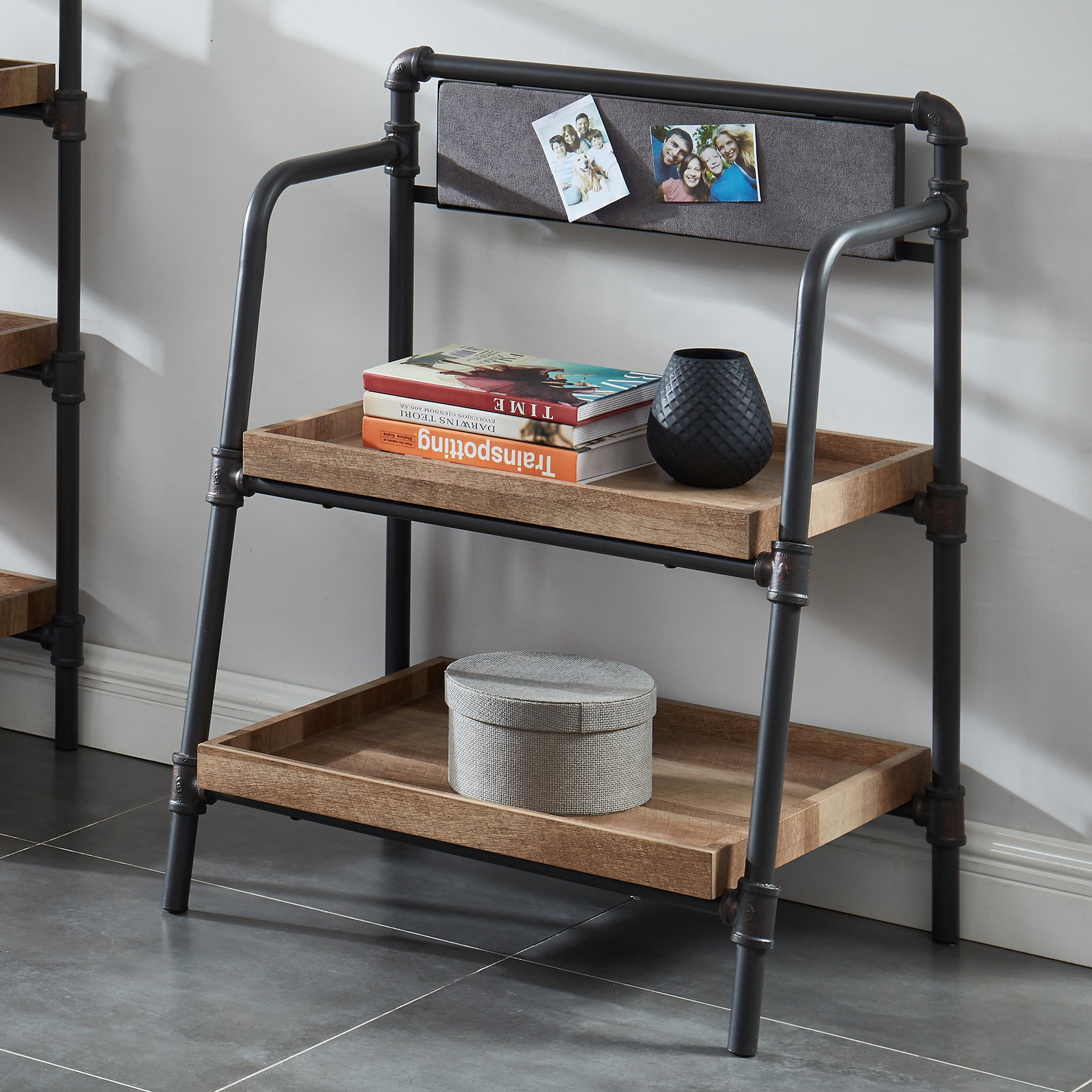 Pham 2-Shelf Metal Bookcase, Sand Black - Walmart.com