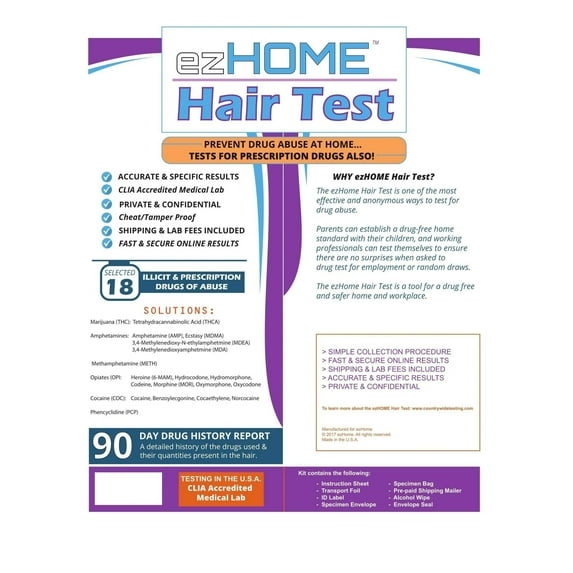Phamatech Hair Follicle 18-Panel Drug Test, At-Home Screening Kit for ...