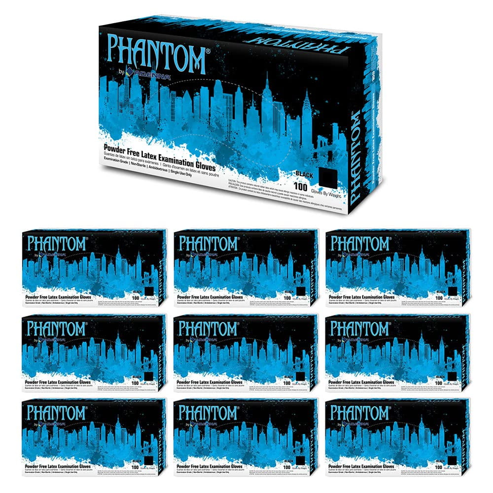 Phantom 6 mil Latex Powder Free Exam Gloves (Medium - 1000) - Walmart.com