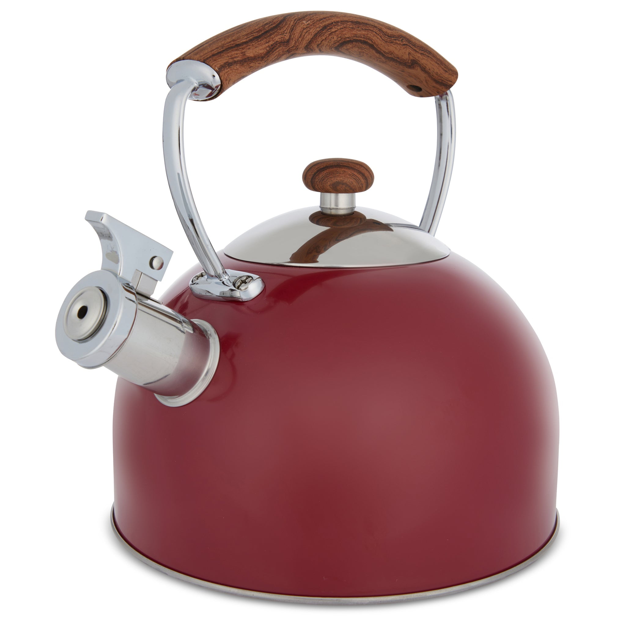Phantom Chef 2.7 L Red Stainless Steel Tea Kettle, Ergonomic Wood Look ...