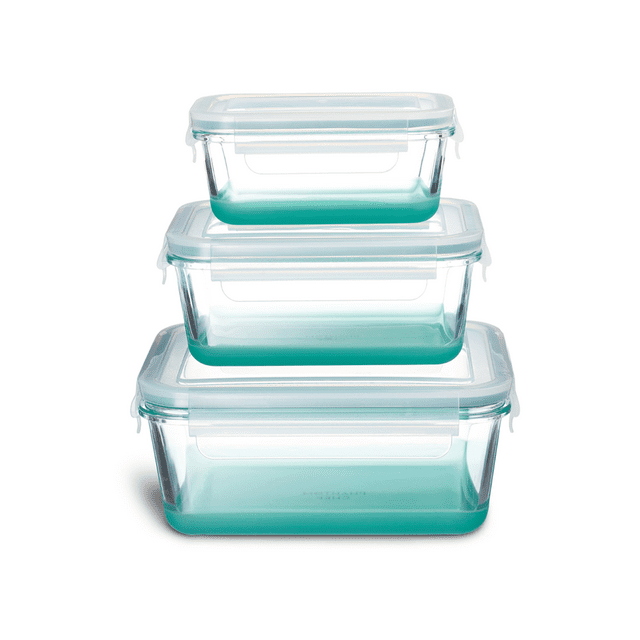 Phantom Chef Set of 3 Glass Nestable Food Storage Containers - Green ...