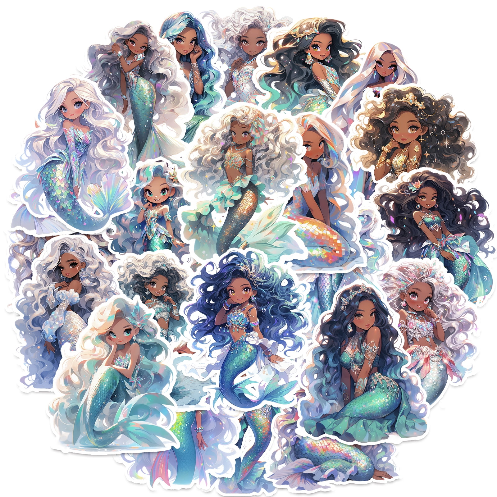 Phantom Mermaid Sticker Set - 50-Piece Pack Dark Fairy Tale Journal ...