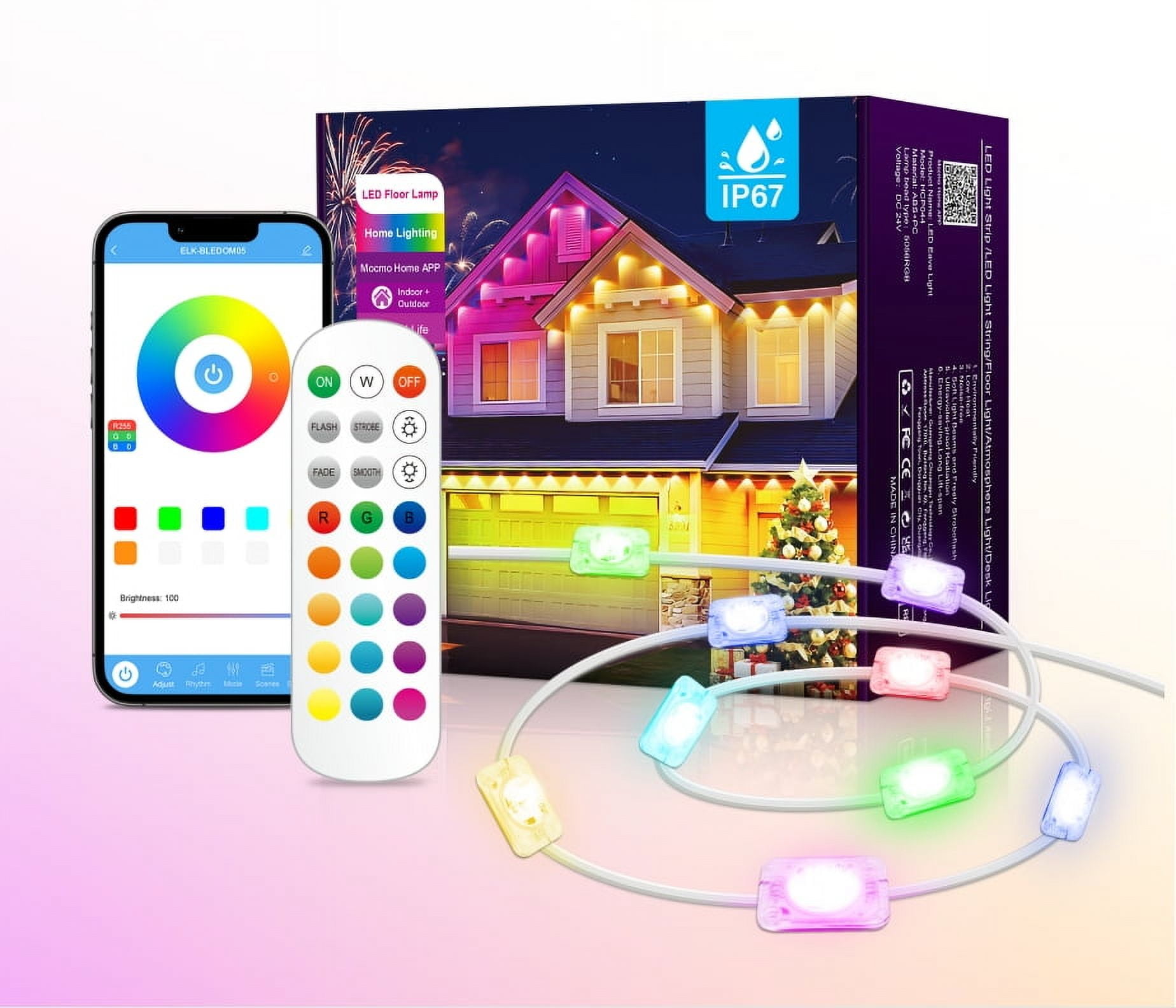 Phantom RGBIC Eave Lights Indoor/Outdoor 60m 24V LED 5056 RGB 1 Pack ...