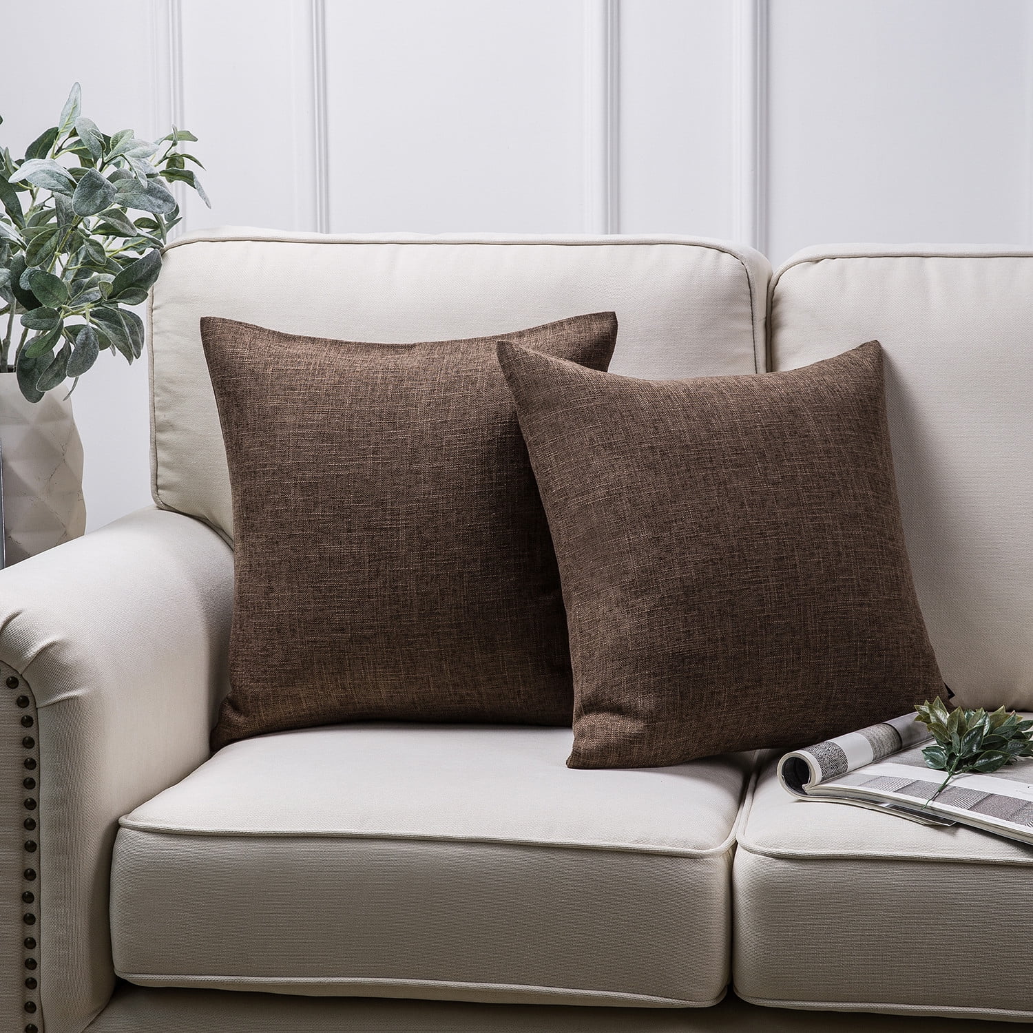 Phantoscope 18" x 18" Farmhouse, Rustic, Traditional Brown Texture ...