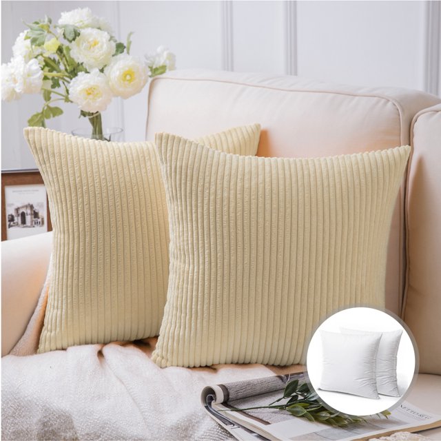 Phantoscope 18" x 18" Modern, Contemporary, Transitional Beige Striped ...