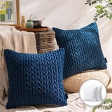 Phantoscope 18" x 18" Modern, Luxury Navy Chevron Velvet, Polyester ...