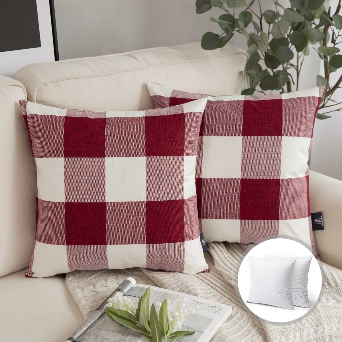 Phantoscope Buffalo Checker Plaids 18” x 18” Christmas Decorative Throw ...