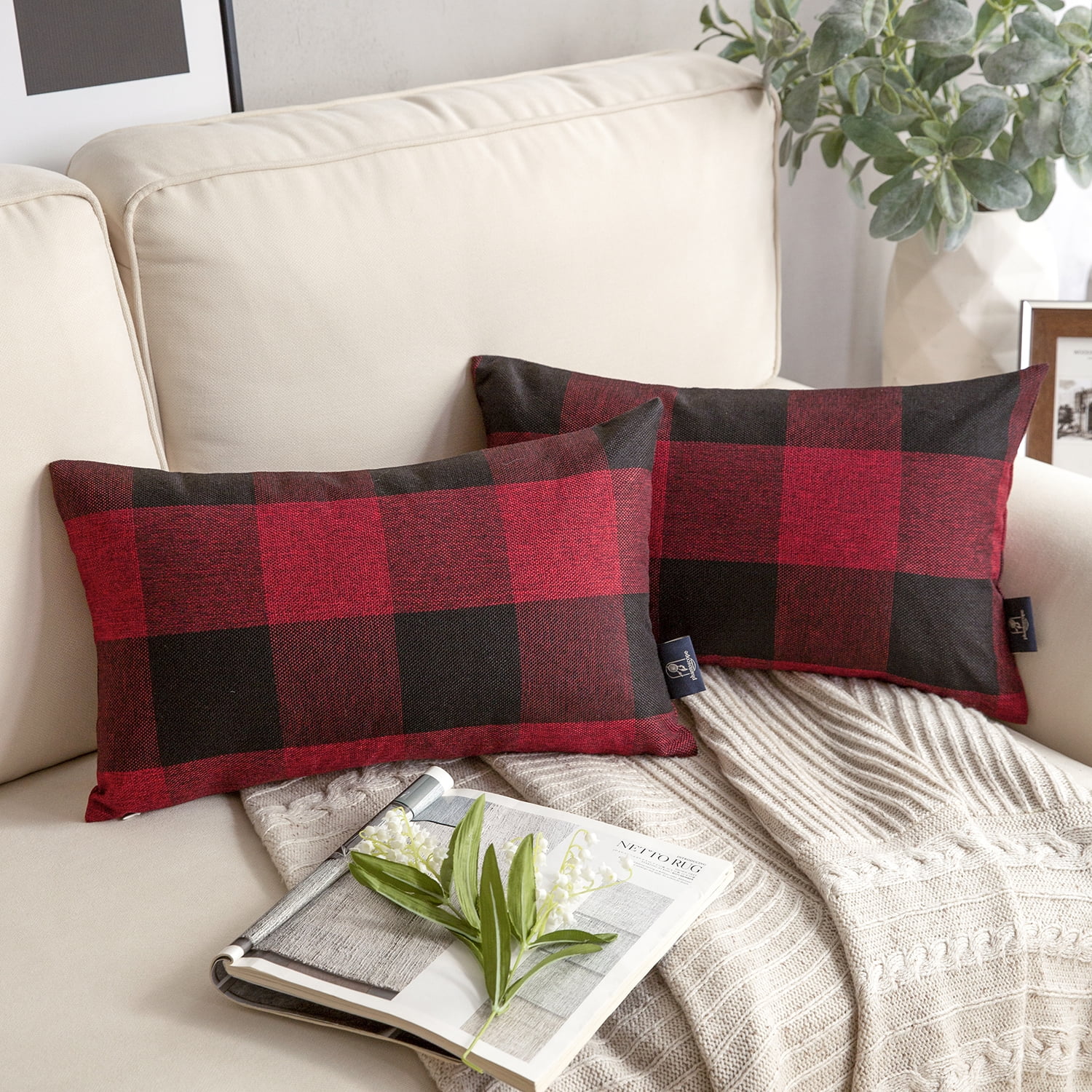 Phantoscope Christmas Decorative Buffalo Checker Plaids Series Throw ...