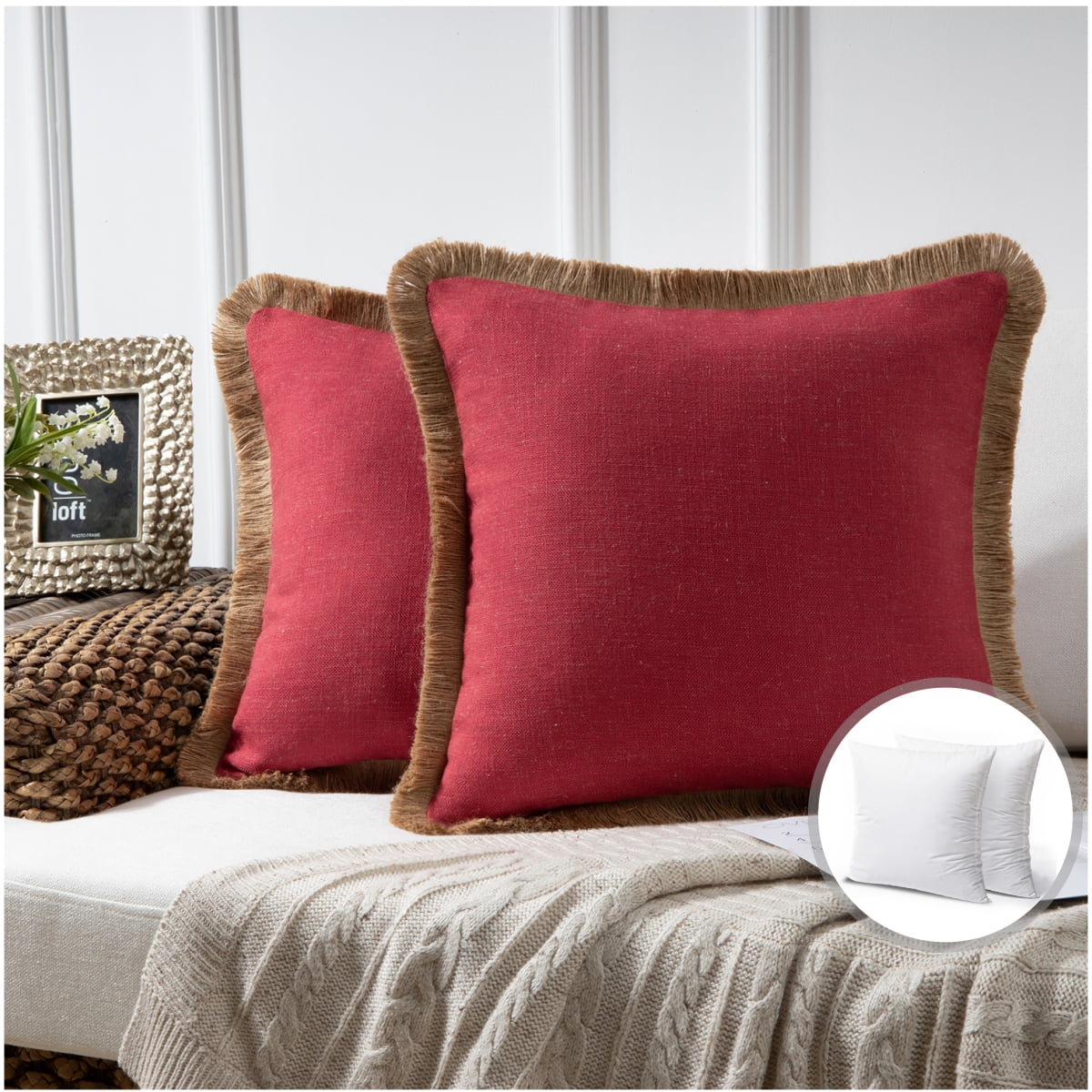 Phantoscope Christmas holiday Decorative Throw Pillow Bundle Set, Linen ...