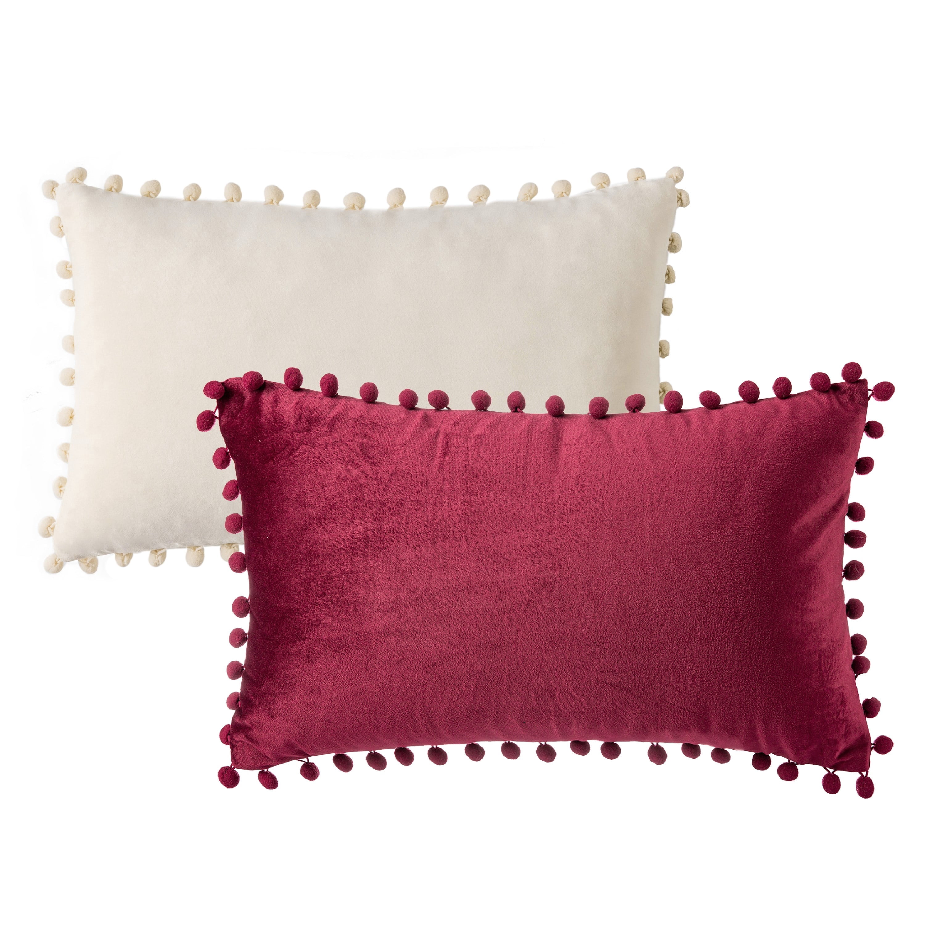 Phantoscope Christmas Decorative Throw Pillow Set, Pom Pom Velvet ...