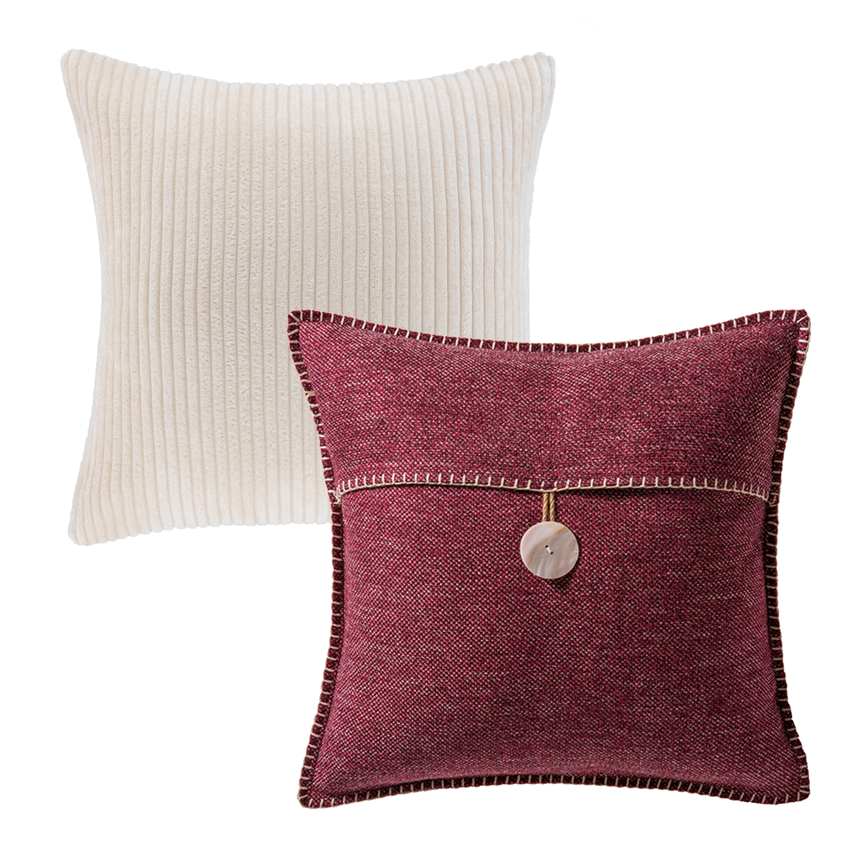 Phantoscope Decorative Throw Pillow Set, Soft Corduroy Striped Velvet ...