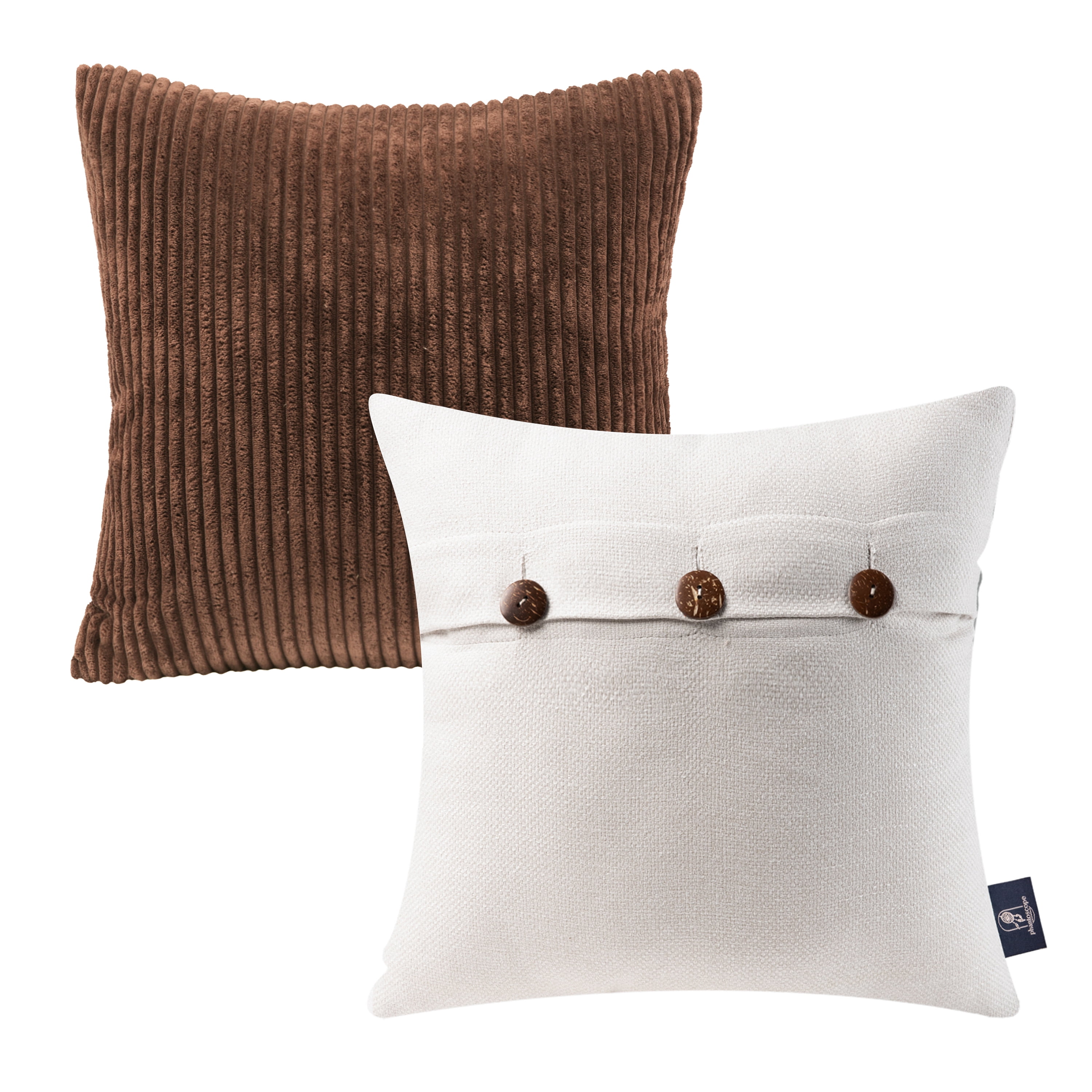 Phantoscope Decorative Throw Pillow Set, Soft Corduroy Striped Velvet ...