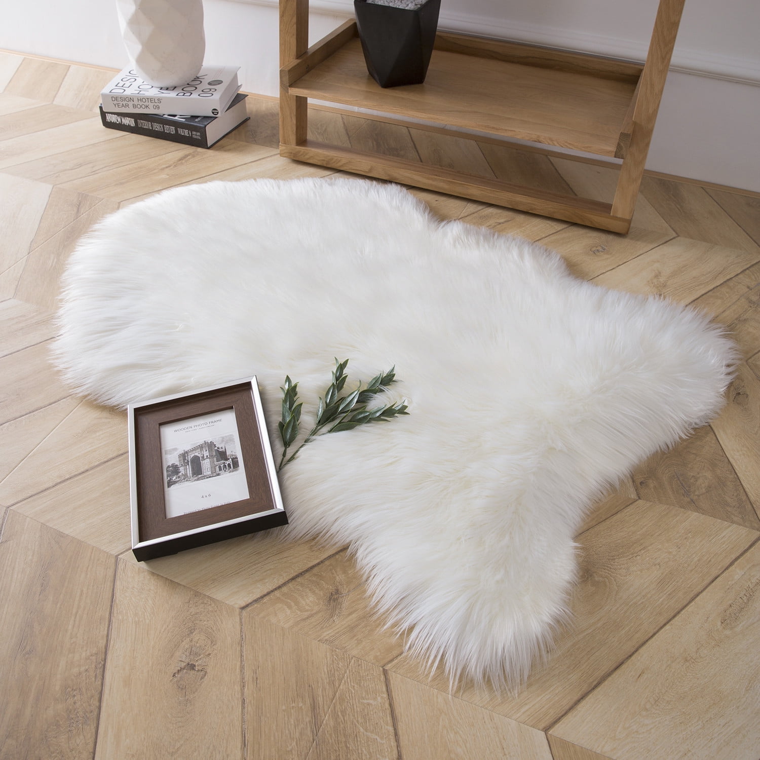 Phantoscope Deluxe Soft Faux Sheepskin Fur Collection Asymmetrical Area ...