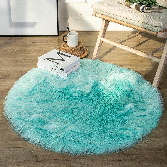 Phantoscope Deluxe Soft Faux Sheepskin Fur Collection Round Decorative ...
