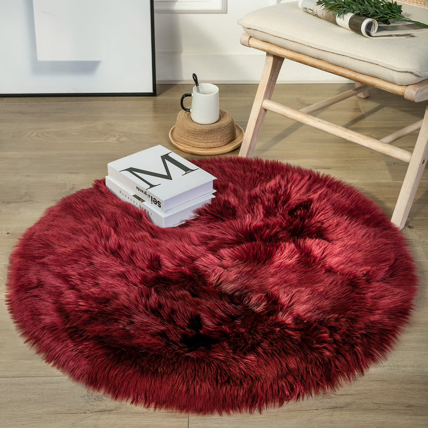 Free Shipping! Phantoscope Shaggy Plush Faux Sheepskin Fur Round Area ...